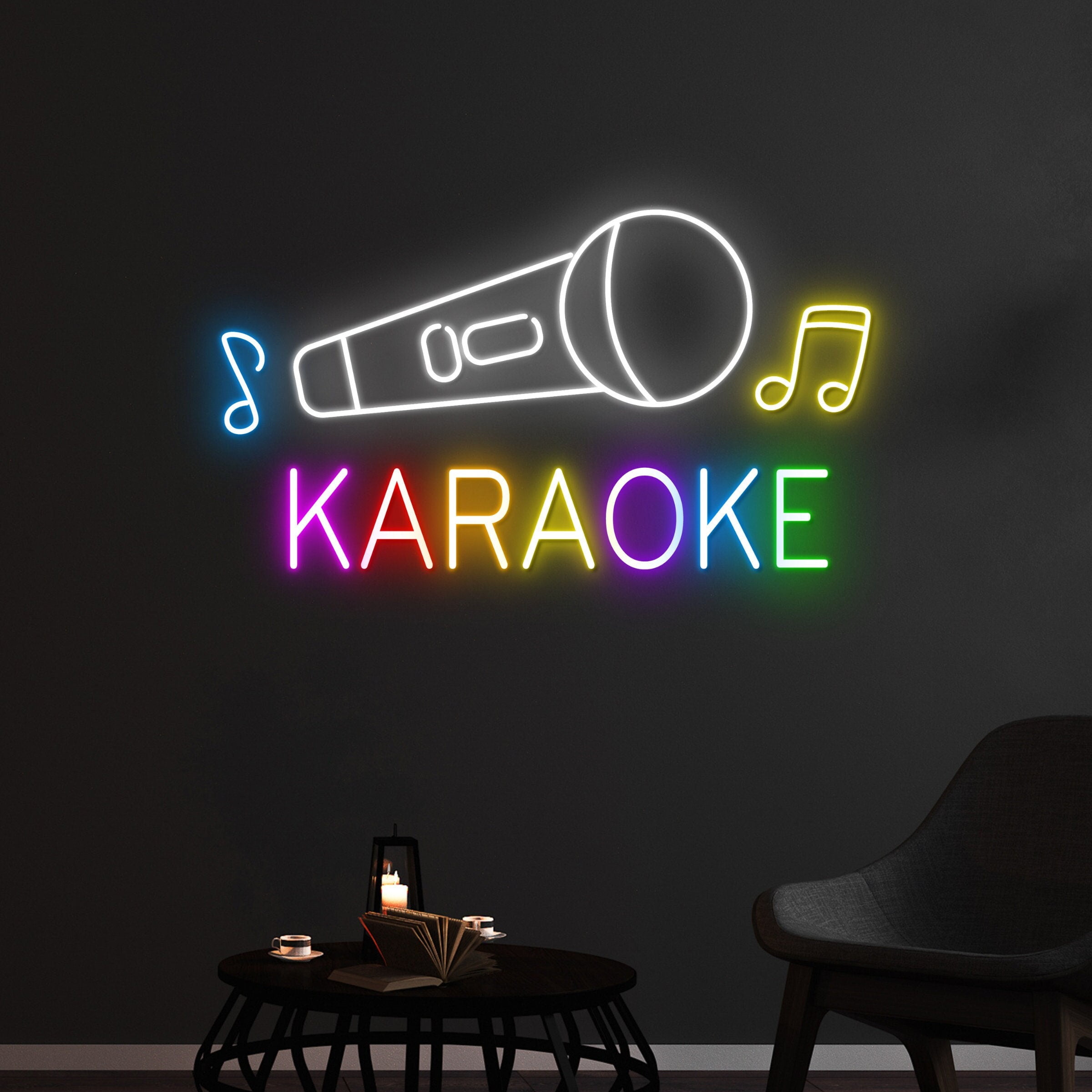 Handmadetneonsign Custom Karaoke Led Sign, Microphone Neon Light, Music ...