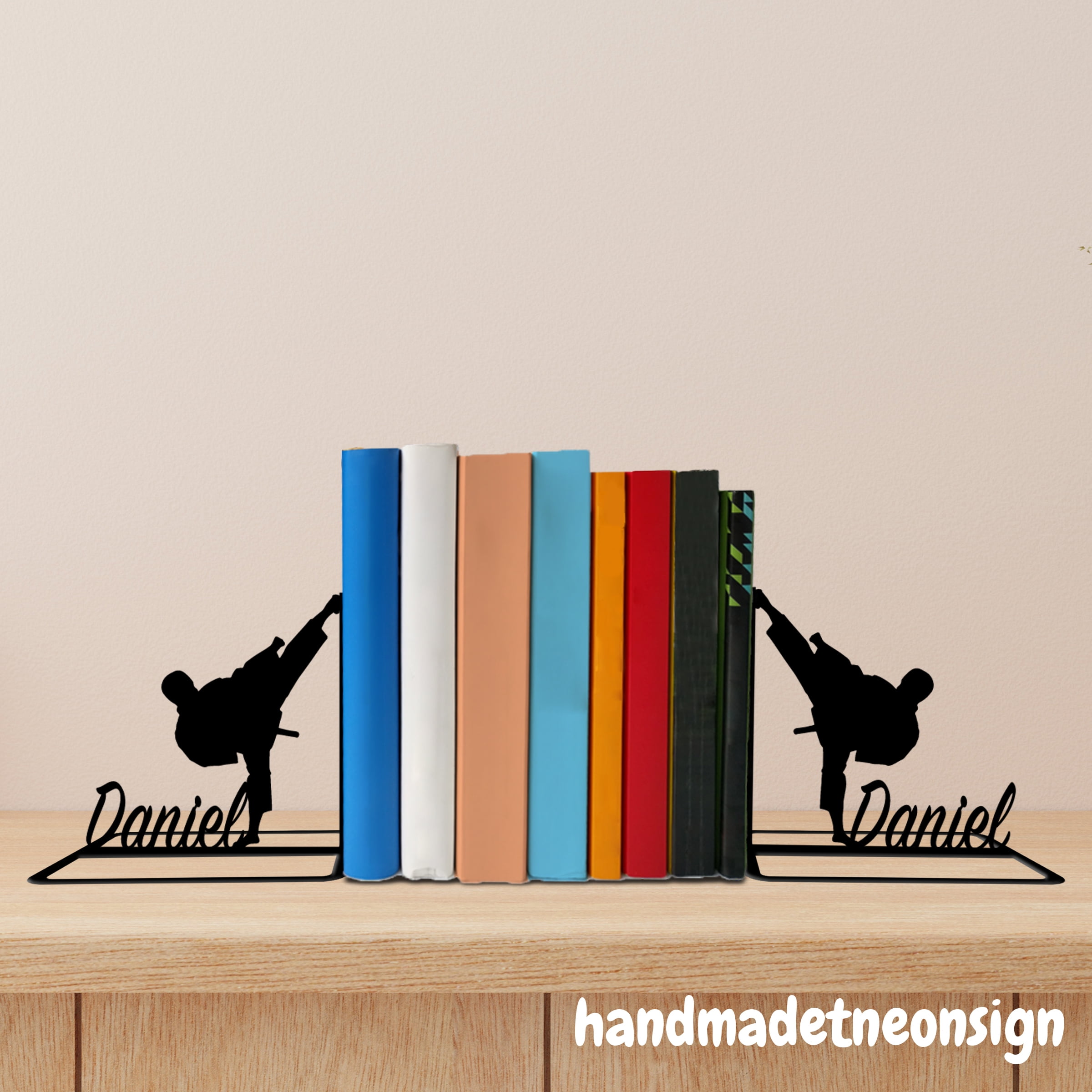 Handmadetneonsign Custom Karate Metal Bookends, Martial Bookend Decor ...