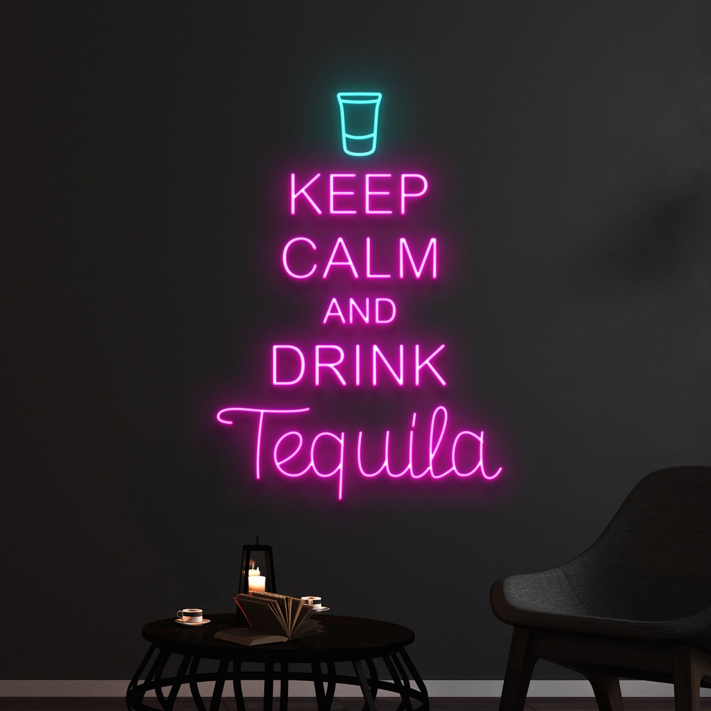 Handmadetneonsign Custom Keep Calm And Drink Tequila Neon Sign, Tequila ...