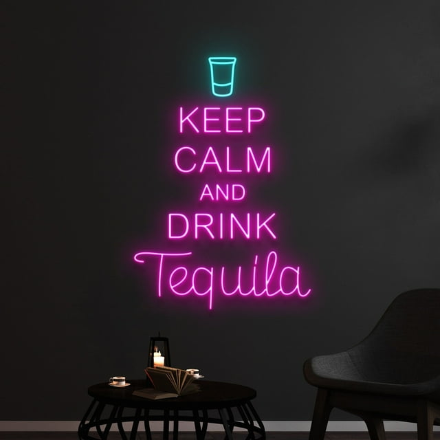 Handmadetneonsign Custom Keep Calm And Drink Tequila Neon Sign, Tequila ...