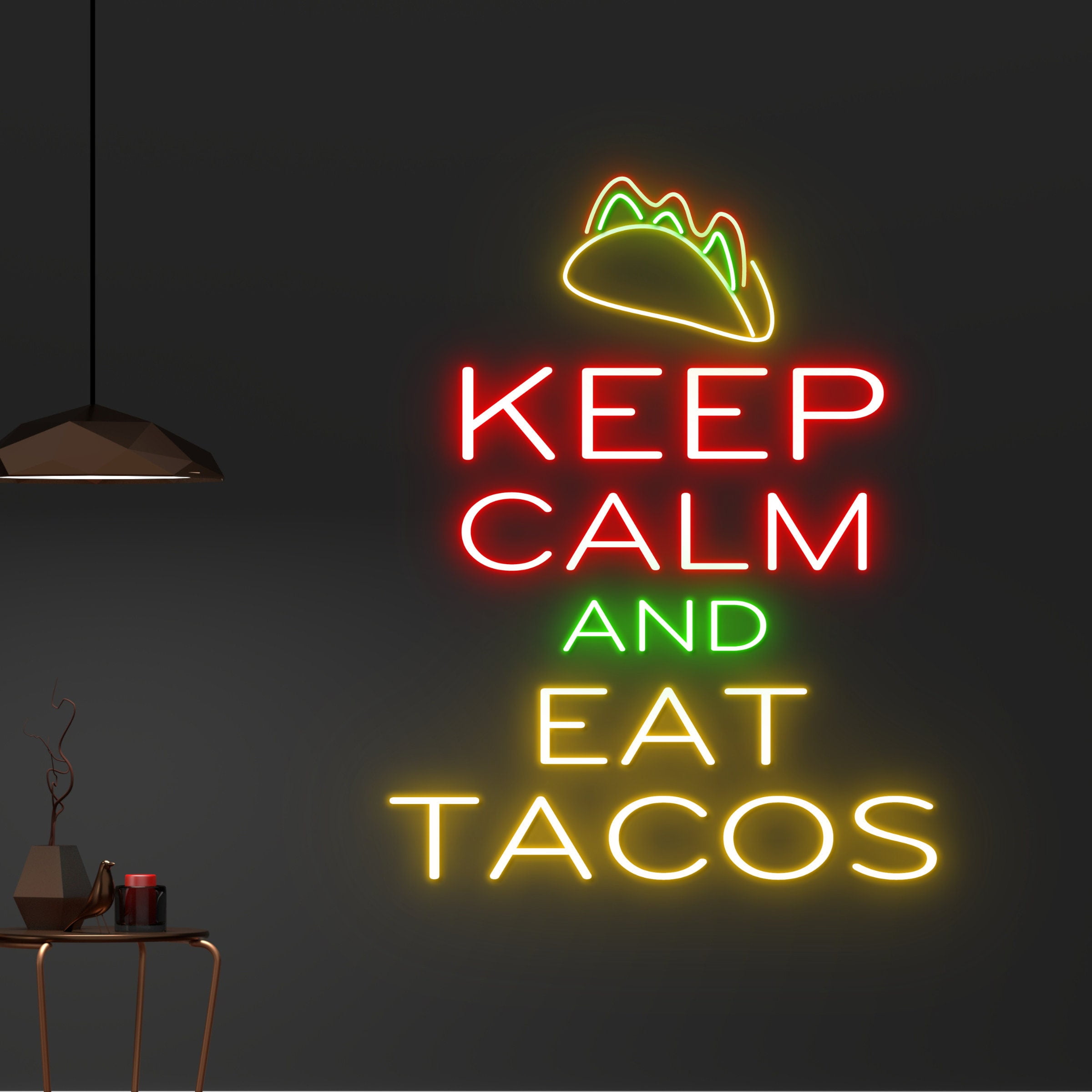 Handmadetneonsign Custom Keep Calm And Eat Tacos Neon Sign, Mexico ...