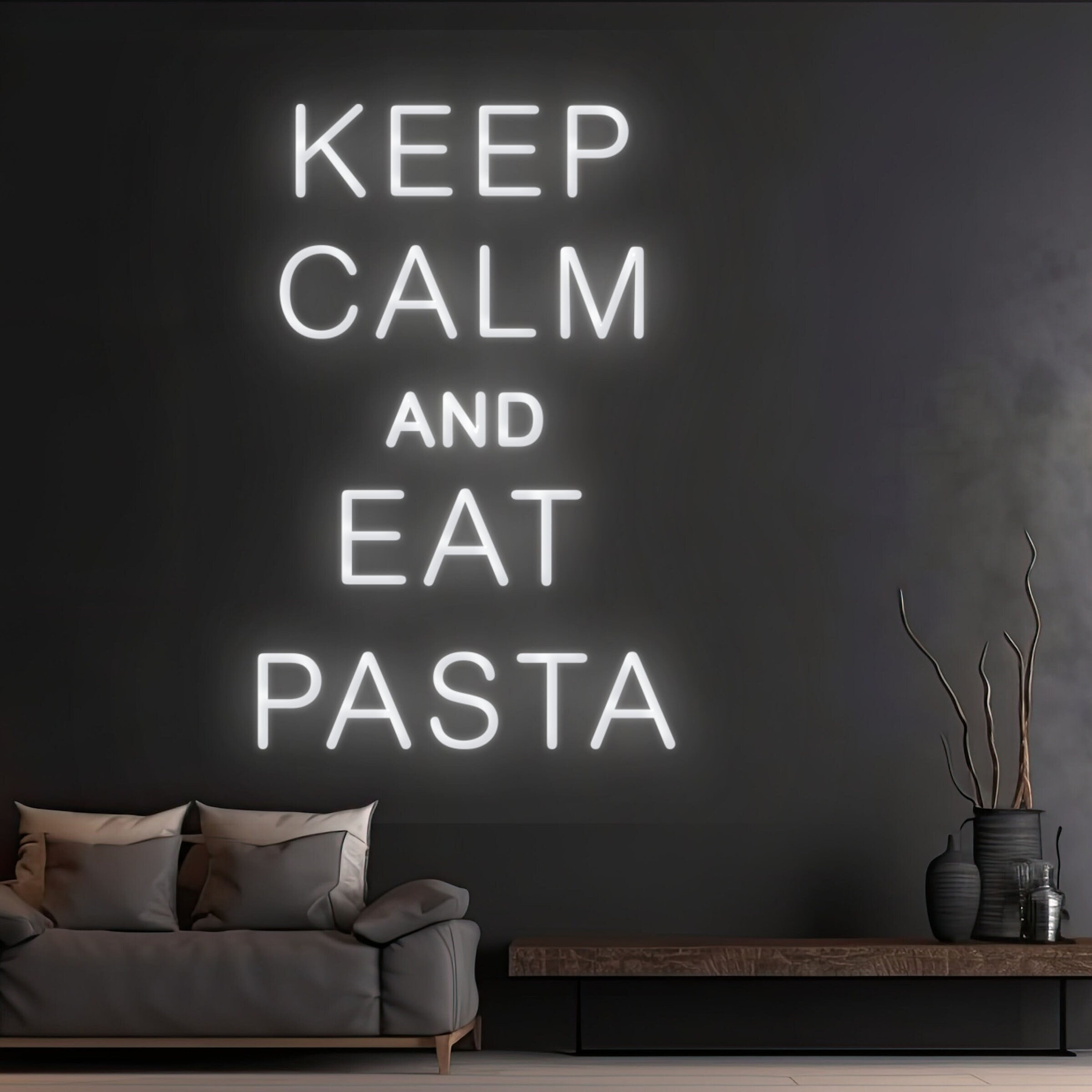 Handmadetneonsign Custom Keep Calm and Eat Pasta Neon Sign, Custom Name ...