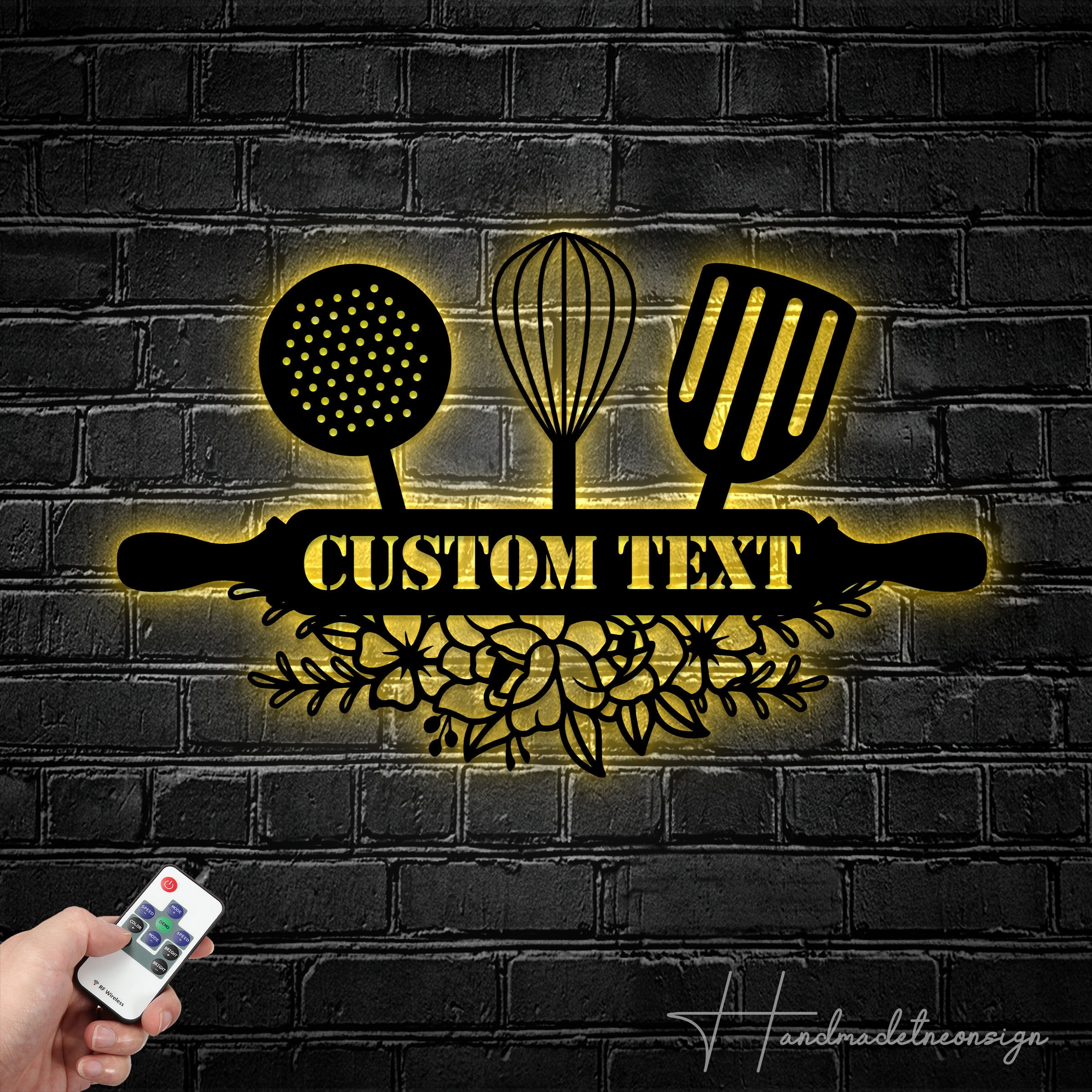 Handmadetneonsign Custom Kitchen Utensils Metal Wall Art LED Light ...