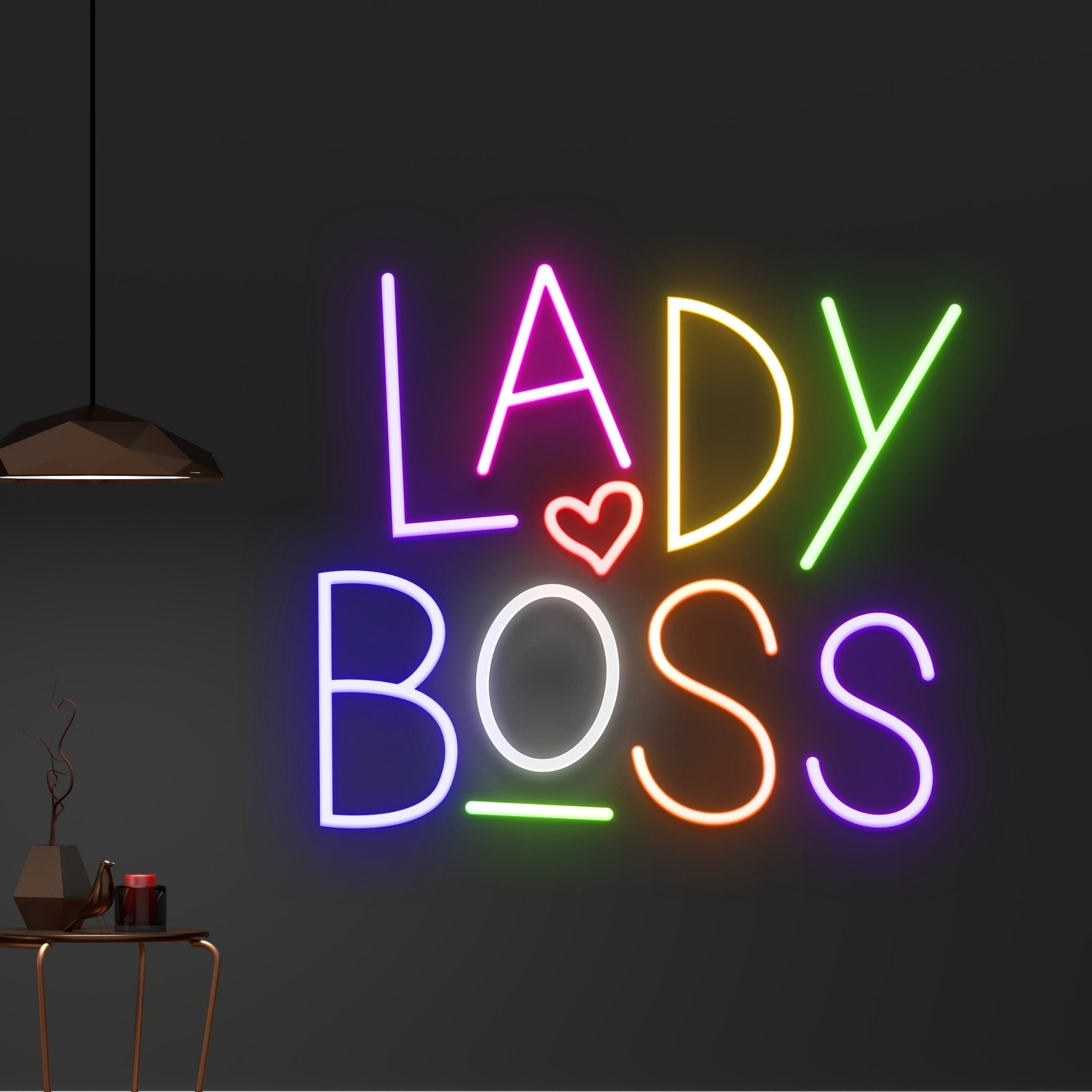 Handmadetneonsign Custom Lady Boss Neon Light, Personalized Quote Name ...
