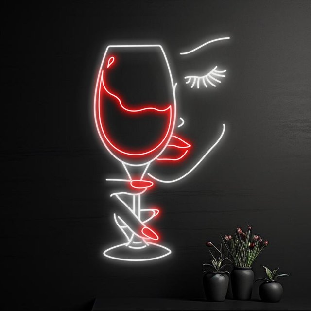 Handmadetneonsign Custom Lady Drinking Wine Neon Sign, Lady's Hand ...