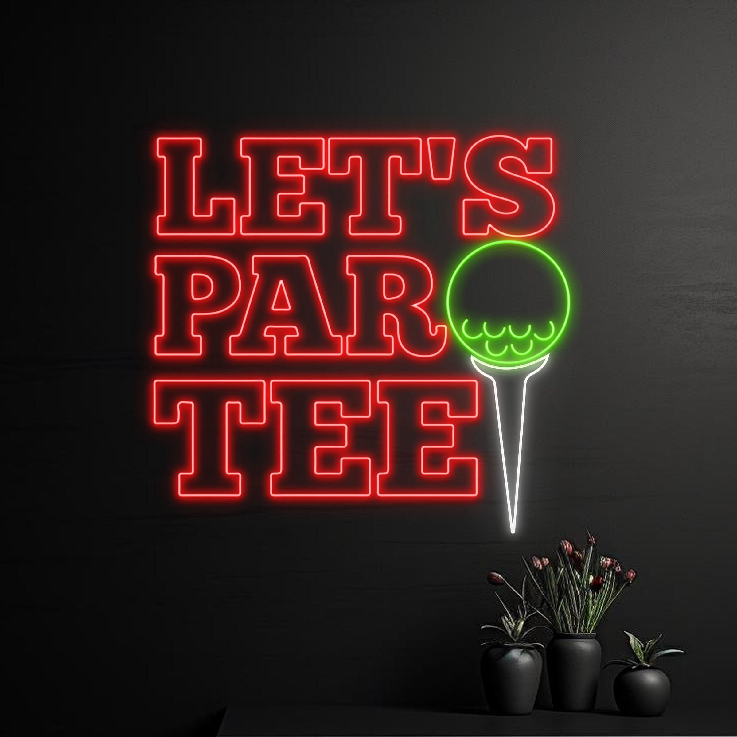 Handmadetneonsign Custom Let's Par Tee Golf Neon Sign, Golfer LED Light ...