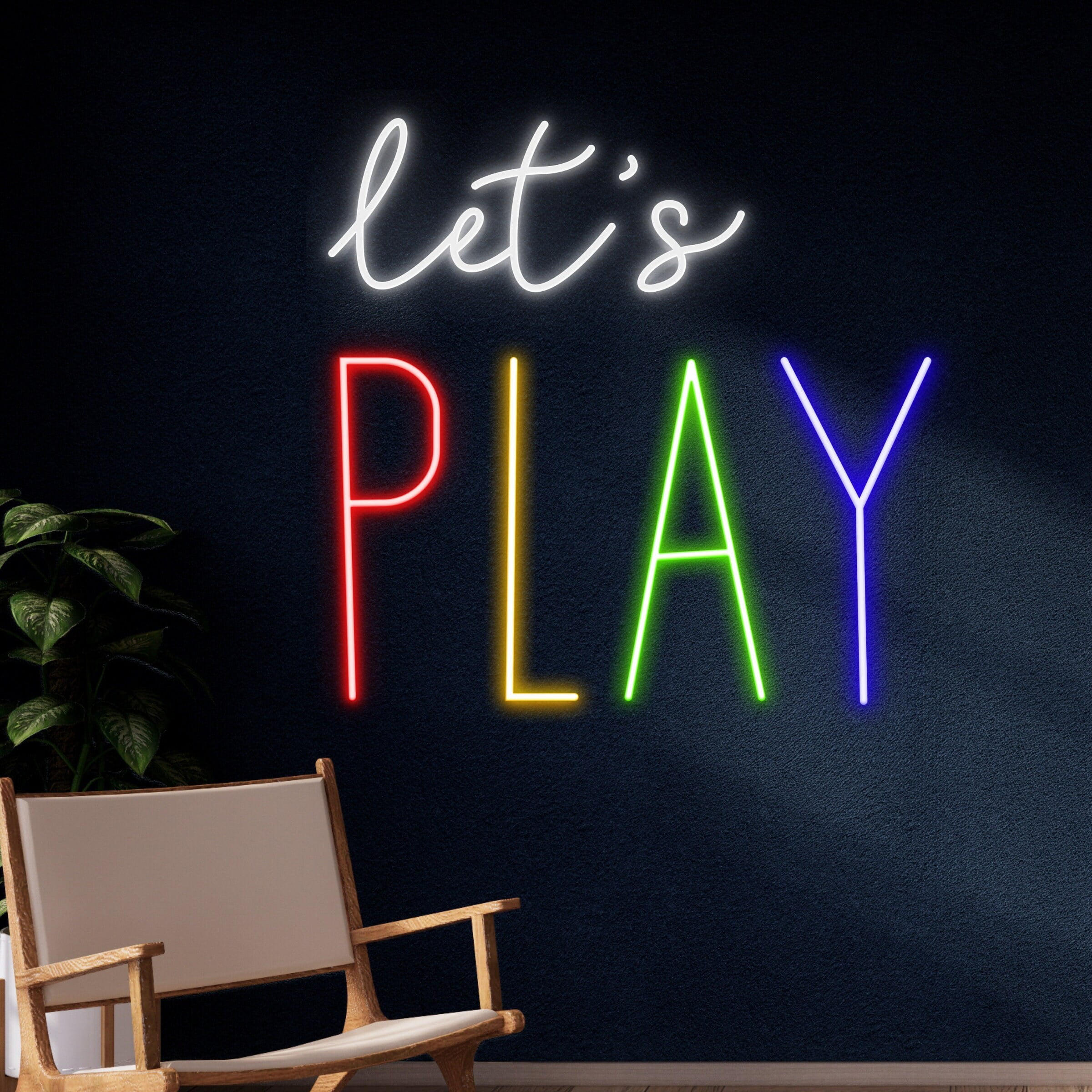 Handmadetneonsign Custom Let's Play Neon Sign, Name LED Light, Text Led ...