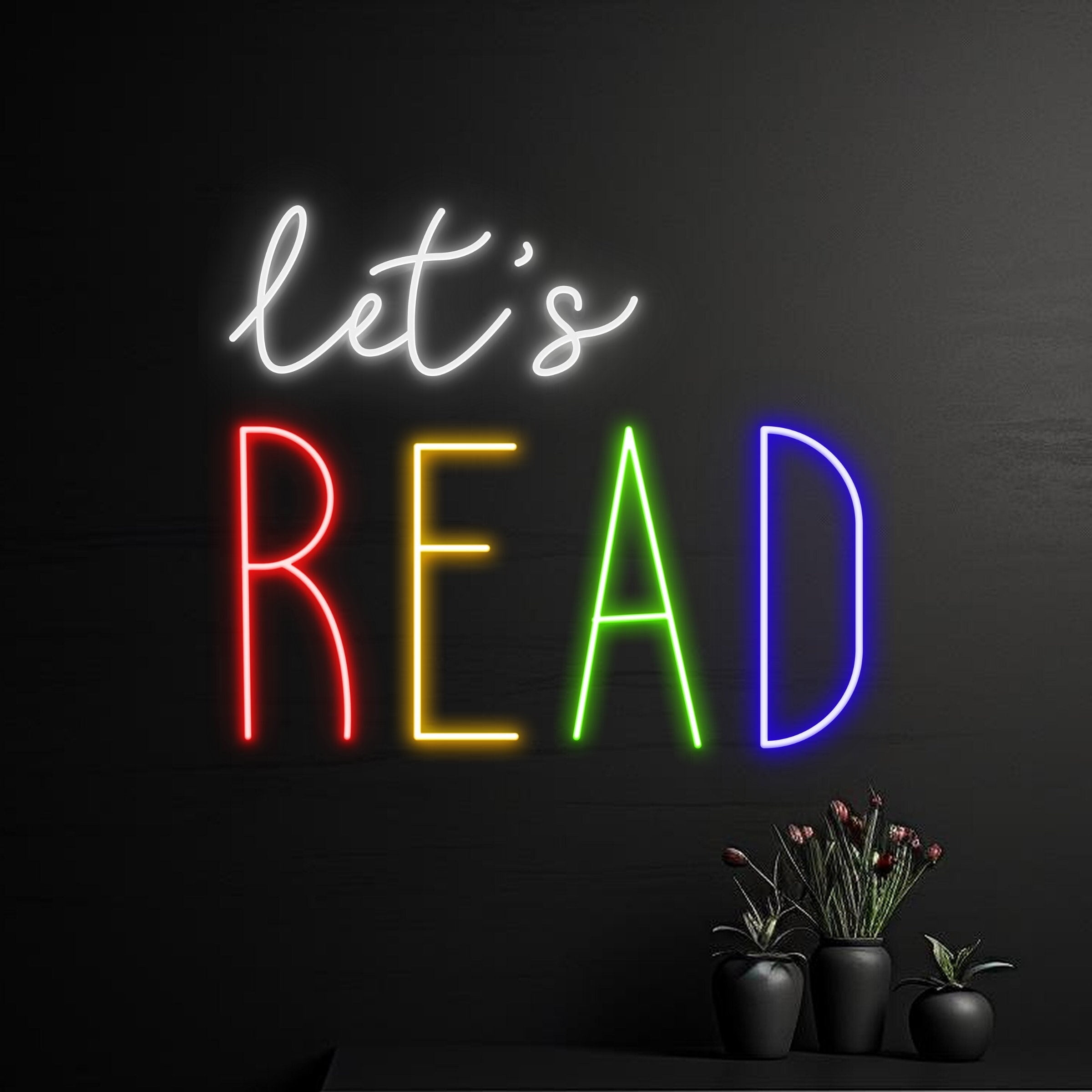 Handmadetneonsign Custom Let's Read Neon Sign, Name LED Light, Text Led ...