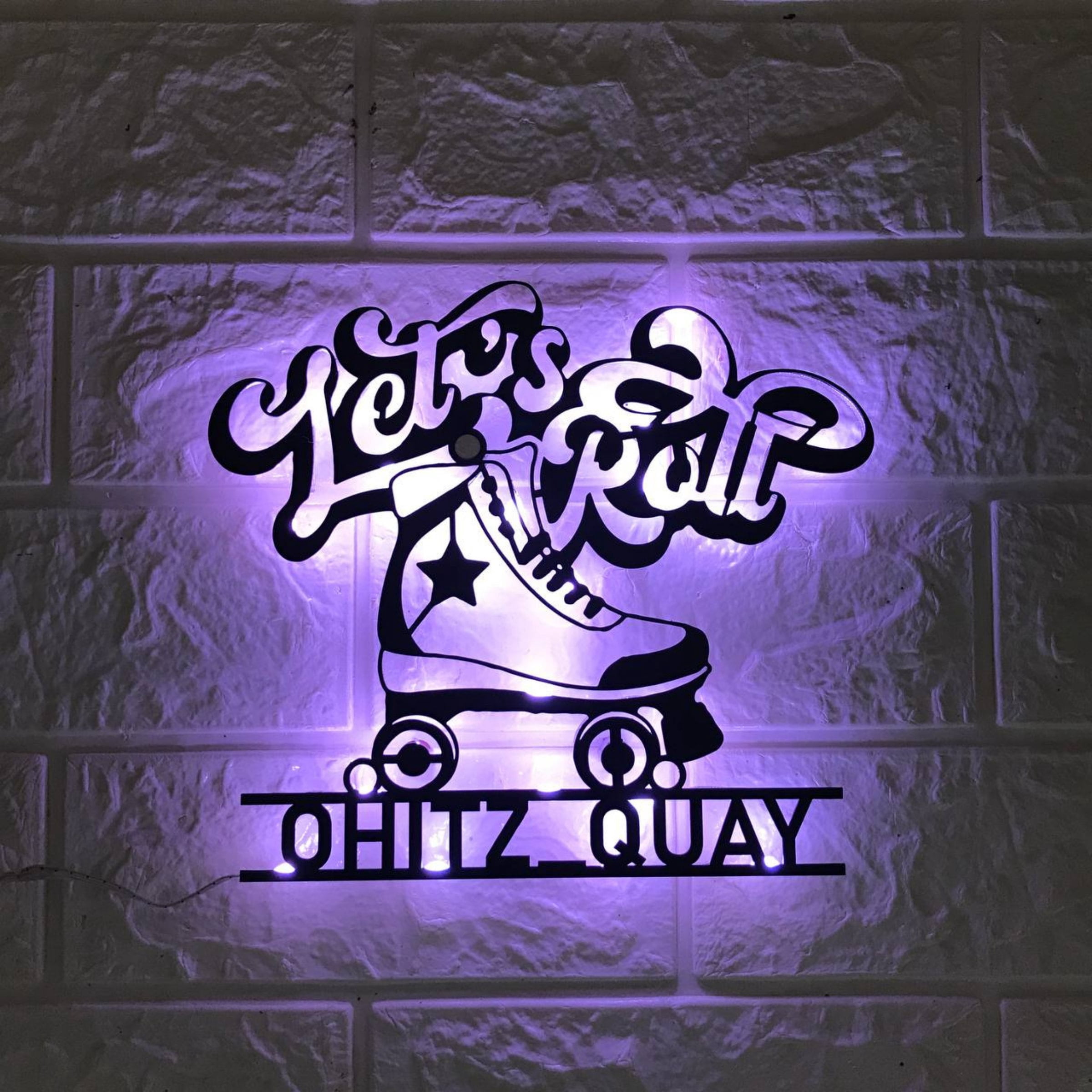 Handmadetneonsign Custom Let's Roll Roller Skating Metal Wall Art LED ...
