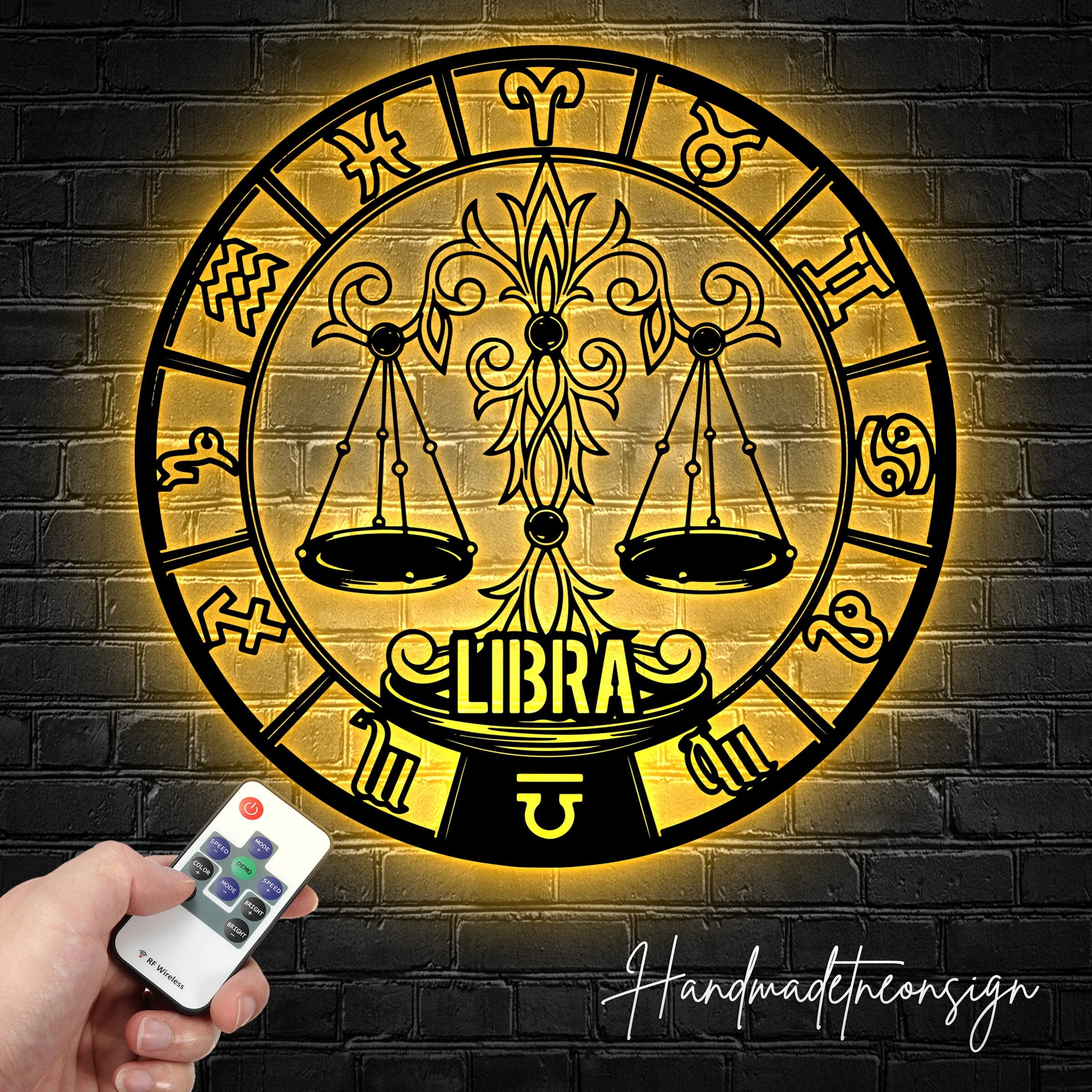 Handmadetneonsign Custom Libra Zodiac Symbol Constellation Stars Metal ...