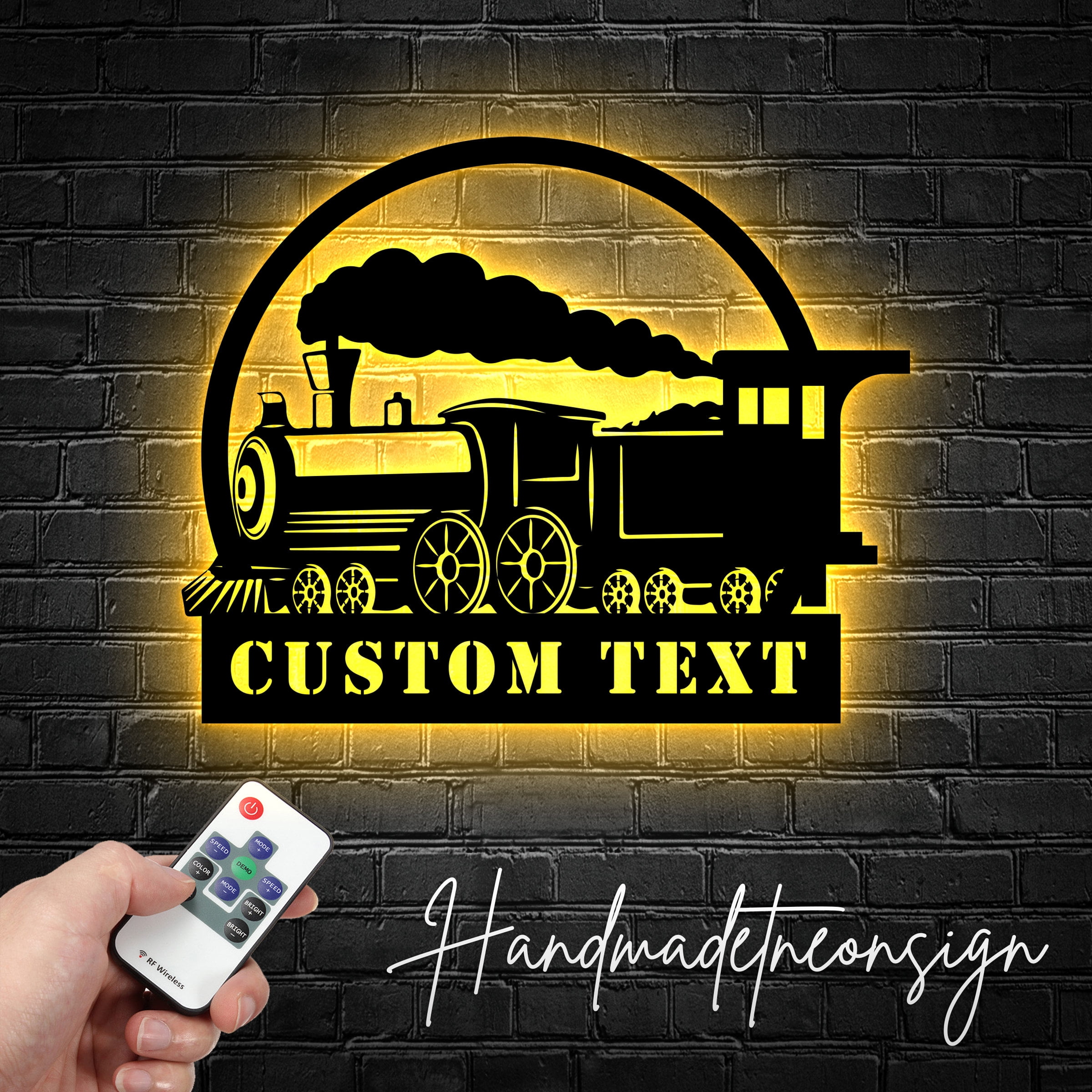 Handmadetneonsign Custom Locomotive Train Metal Wall Art with LED Light ...