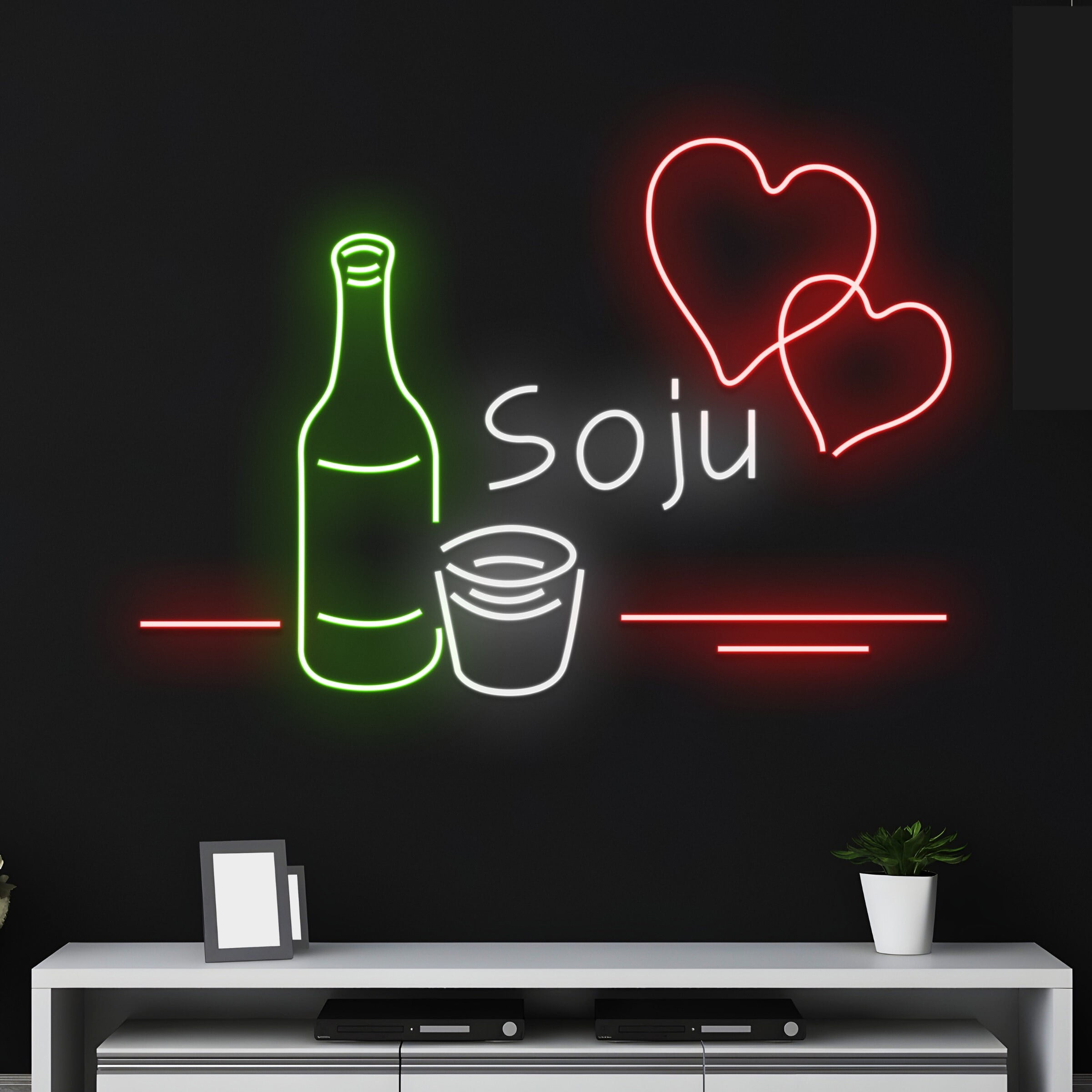 Handmadetneonsign Custom Love Soju Neon Sign, Soju Shot Glass Neon ...