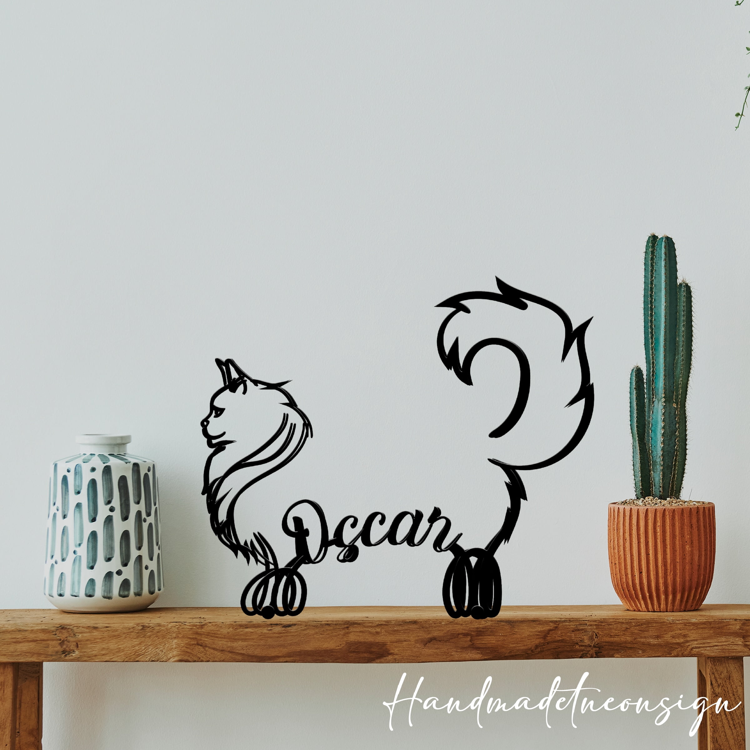 Handmadetneonsign Custom Maine Coon Metal Desk, Maine Coon Metal Table ...
