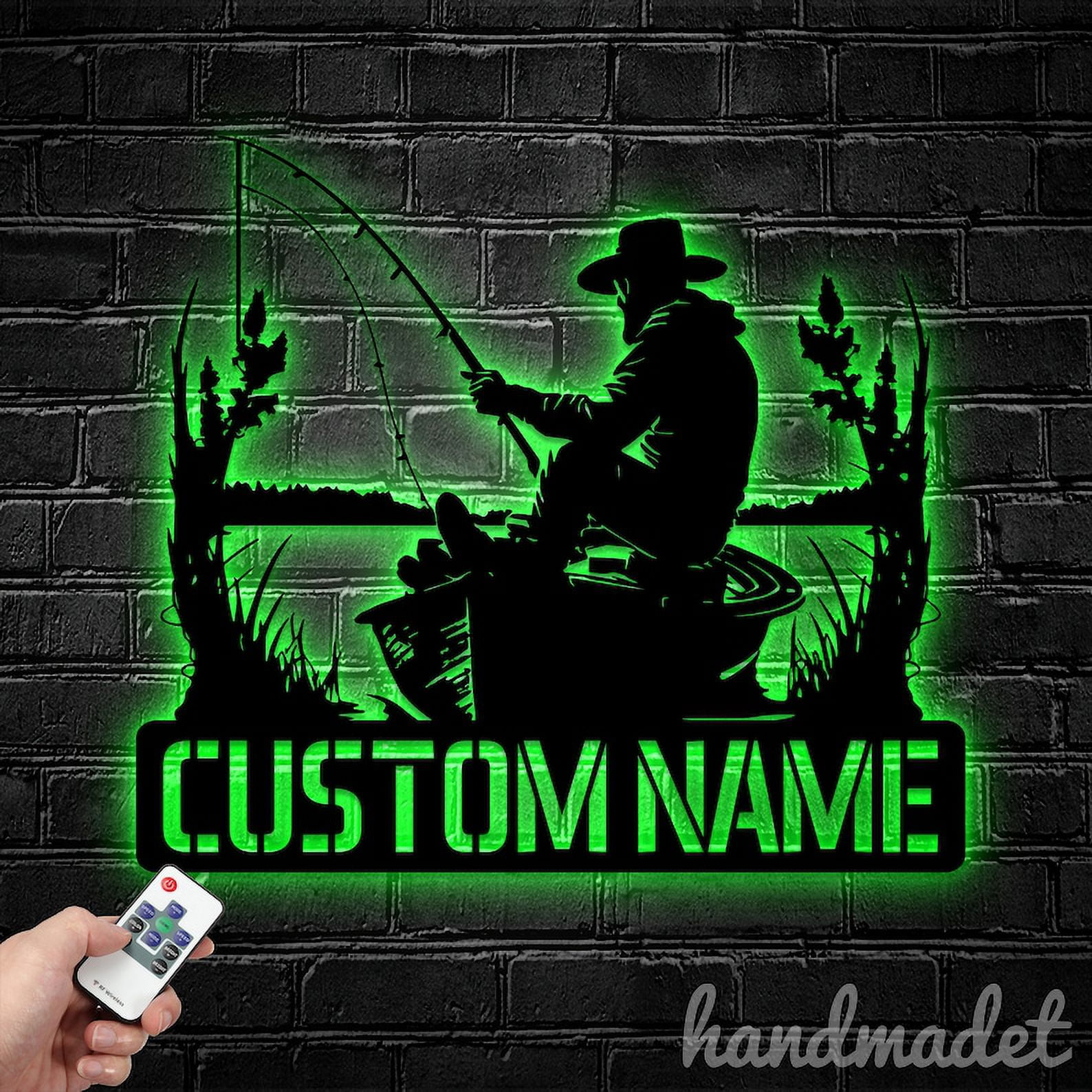 Handmadetneonsign Custom Man Father Day Fishing Metal Wall Art LED ...