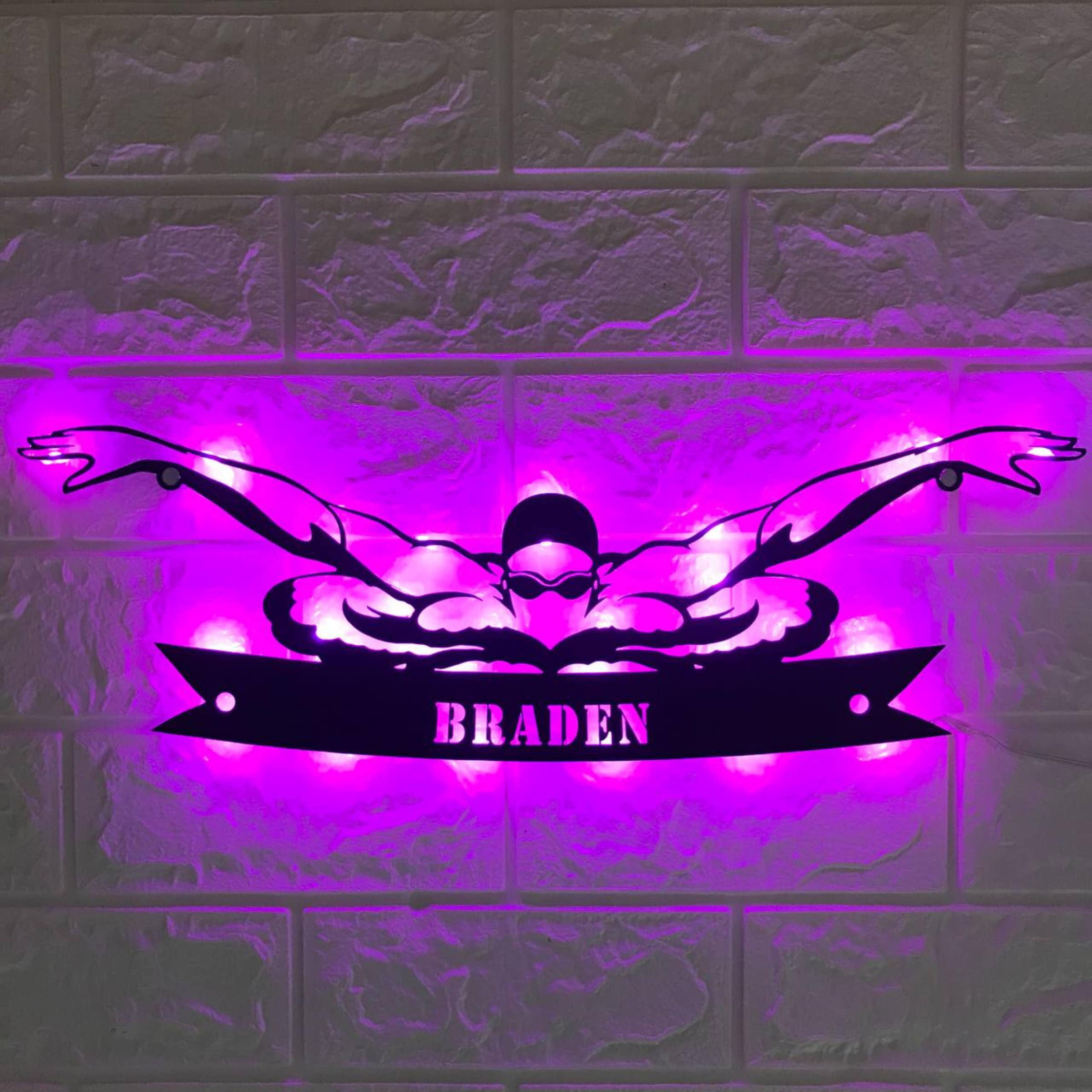 Handmadetneonsign Custom Man Swimmer Metal Wall Art LED Light ...