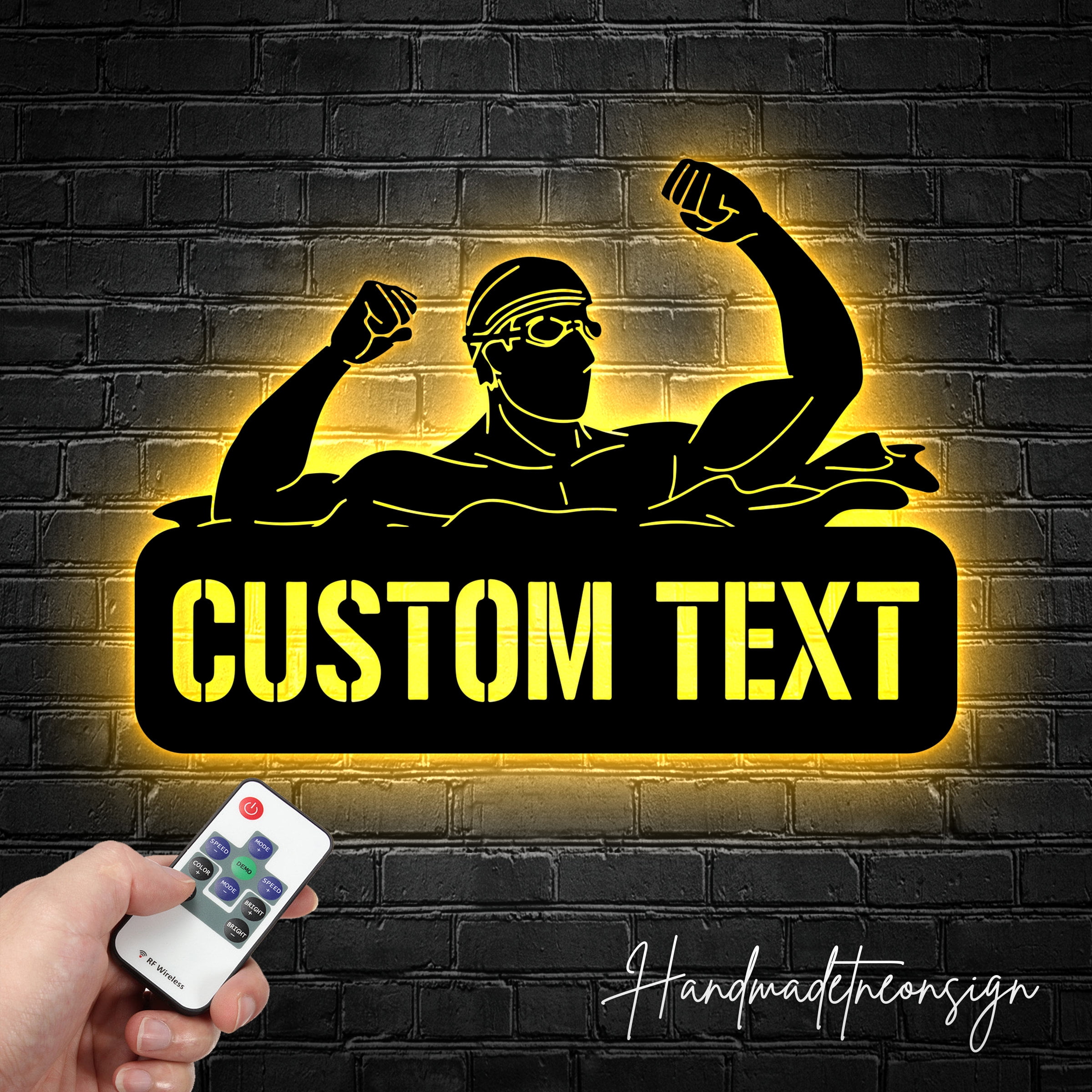 Handmadetneonsign Custom Man Swimmer Metal Wall Art LED Light ...