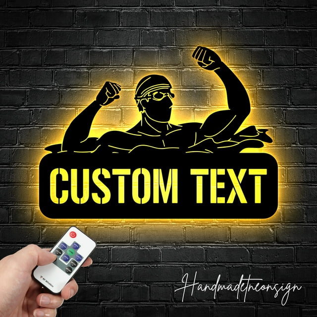 Handmadetneonsign Custom Man Swimmer Metal Wall Art LED Light ...