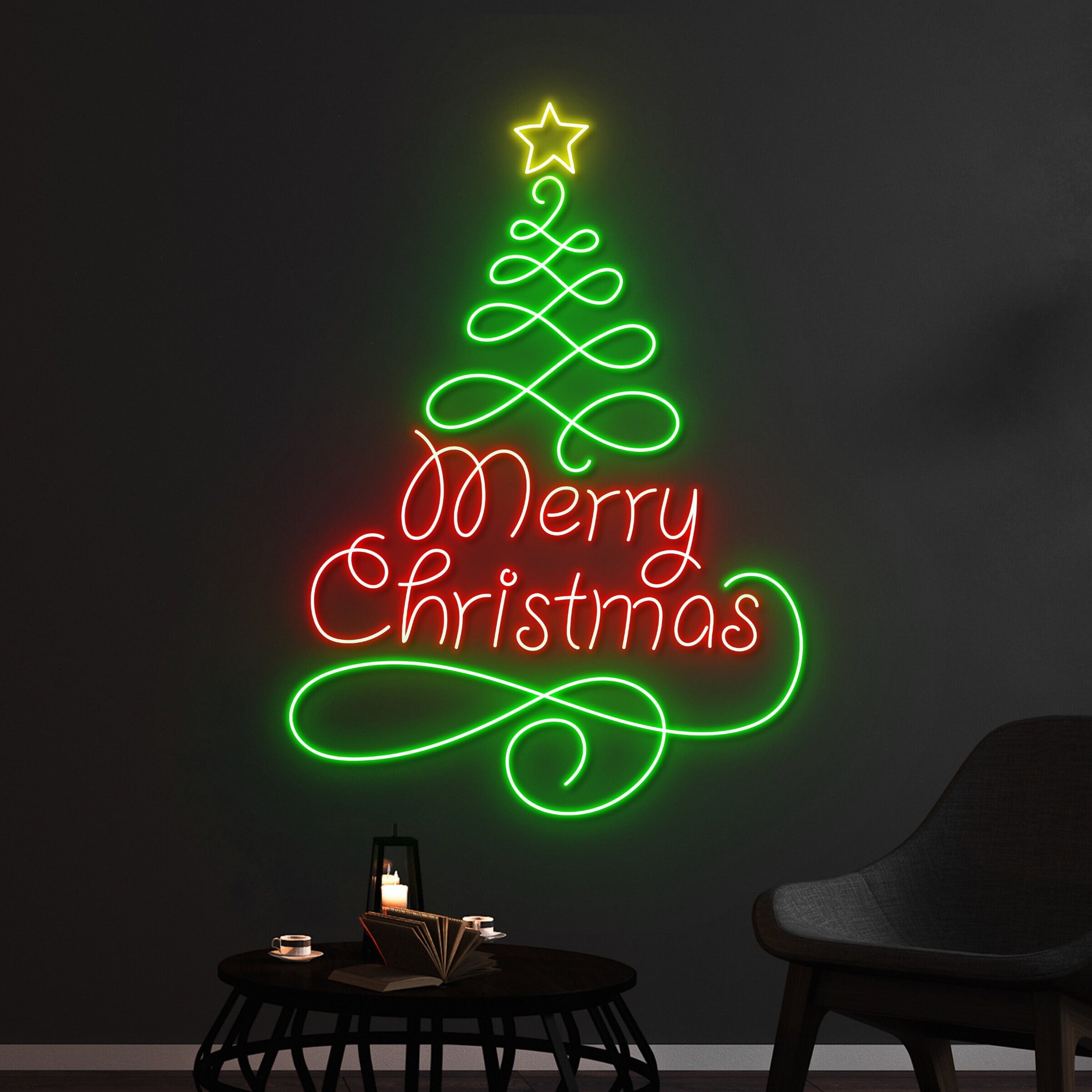 Handmadetneonsign Custom Merry Christmas Neon Sign, Merry Christmas ...