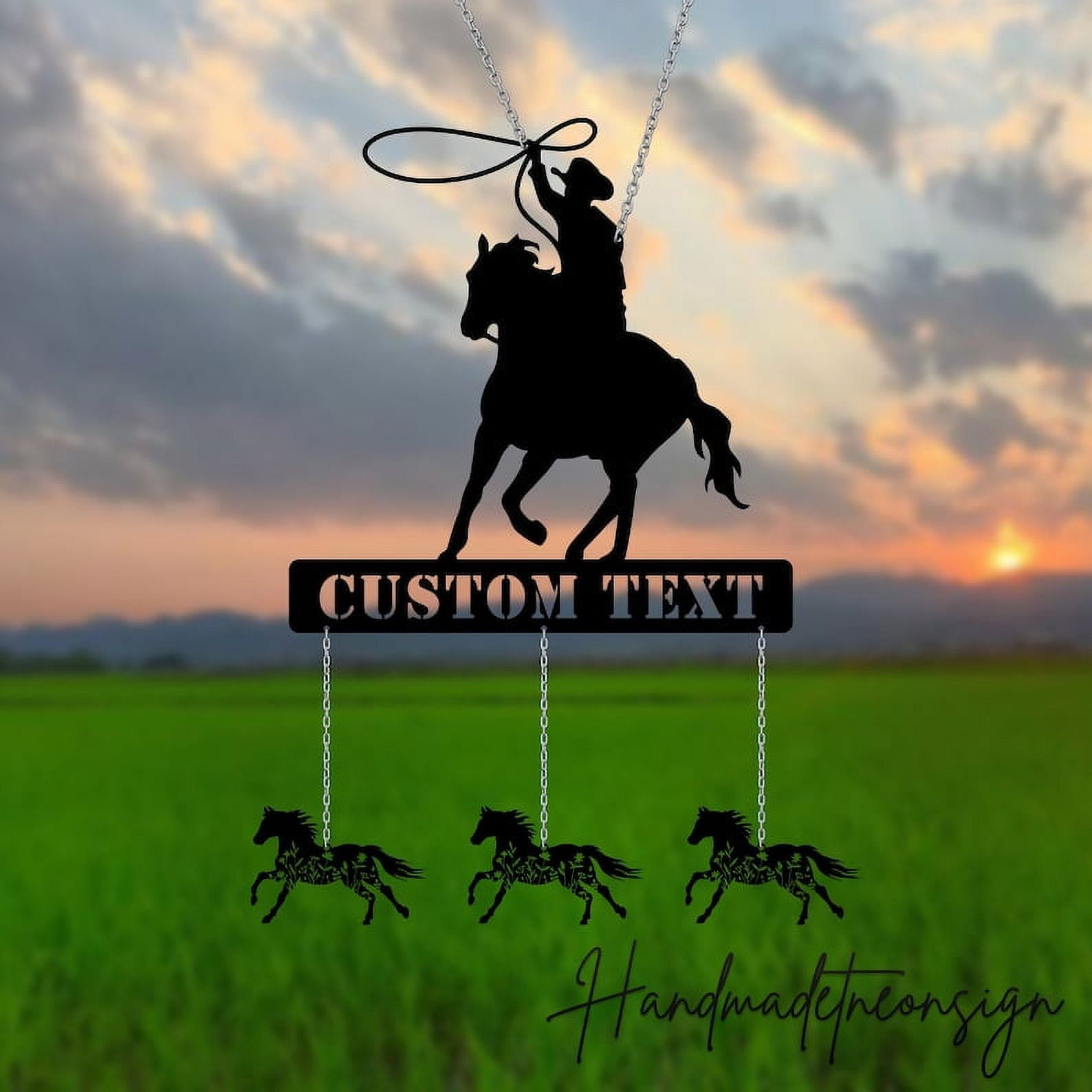 Handmadetneonsign Custom Metal Cowboy Wind Chime, Metal Cowboy Garden ...