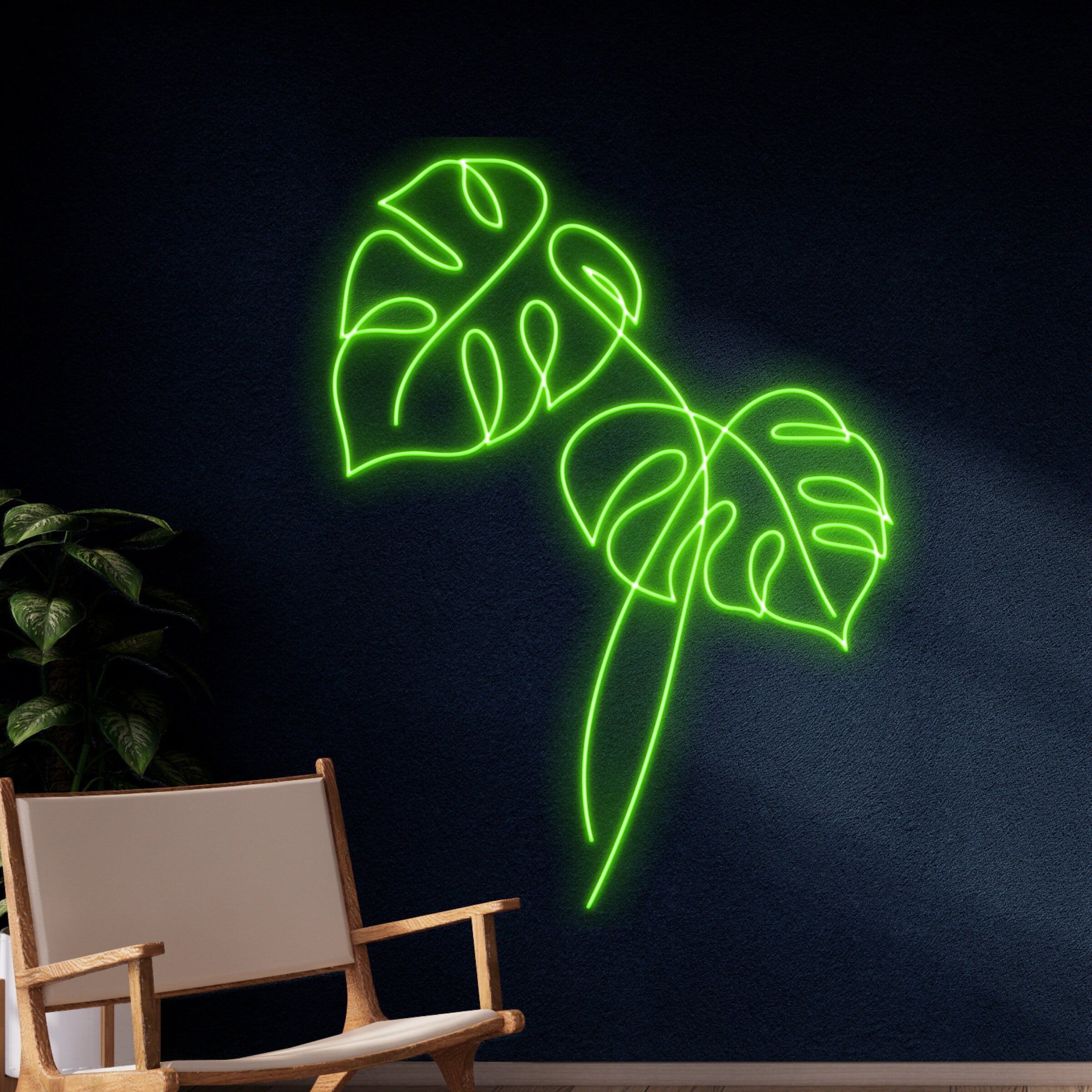 Handmadetneonsign Custom Monstera Leaf Neon Light, Tropical Leaf Led ...