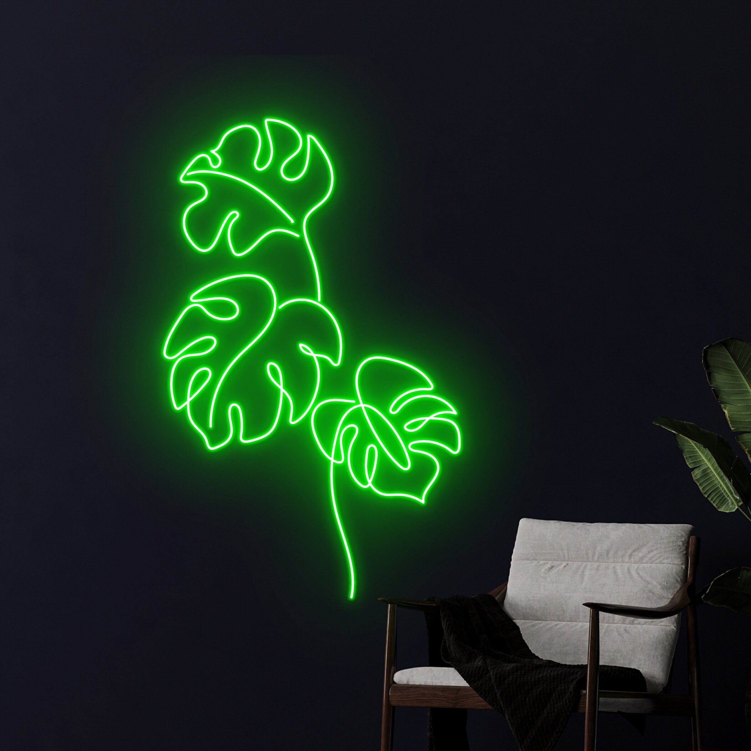 Handmadetneonsign Custom Monstera Leaf Neon Light, Tropical Leaf Led ...