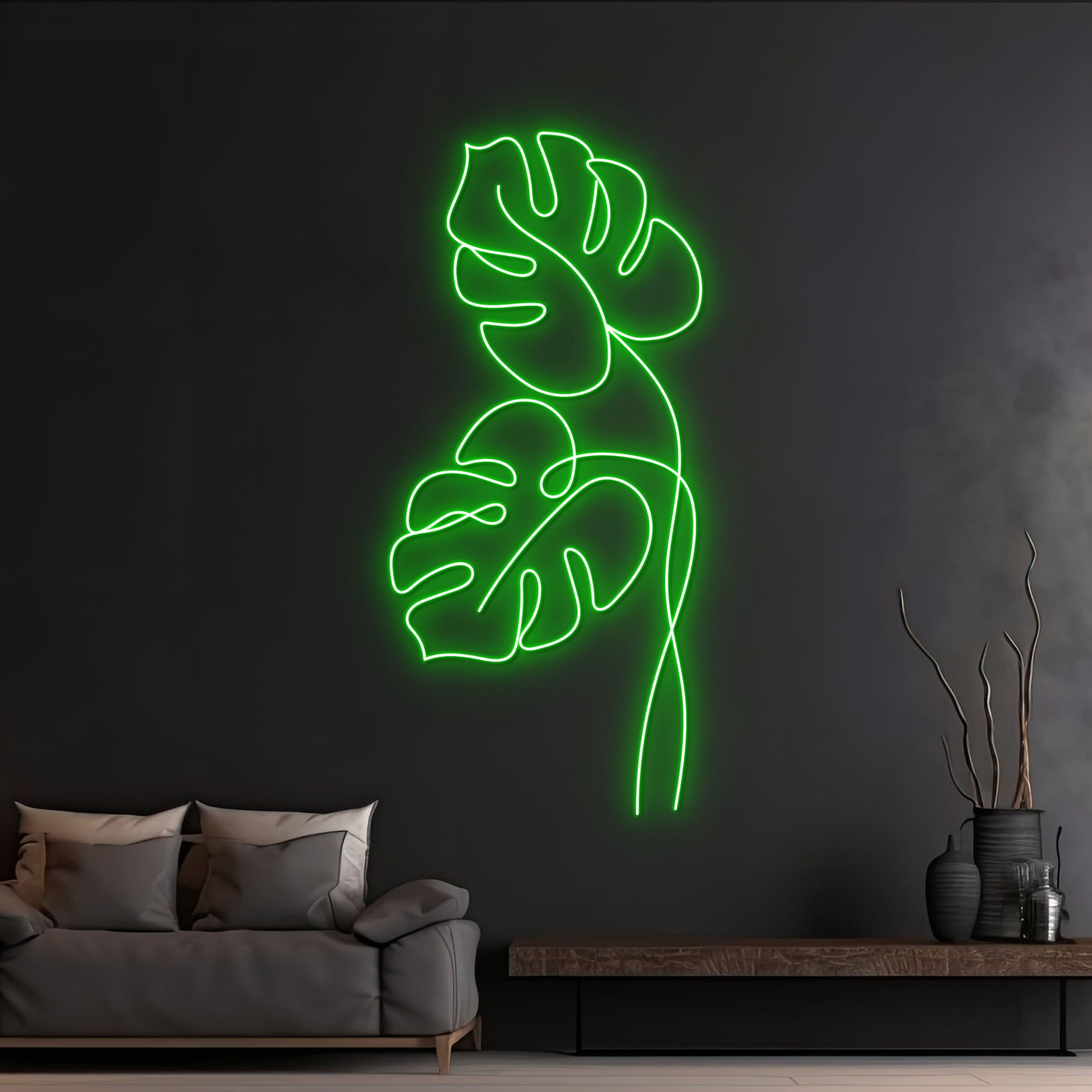 Handmadetneonsign Custom Monstera Leaf Neon Light, Tropical Leaf Led ...