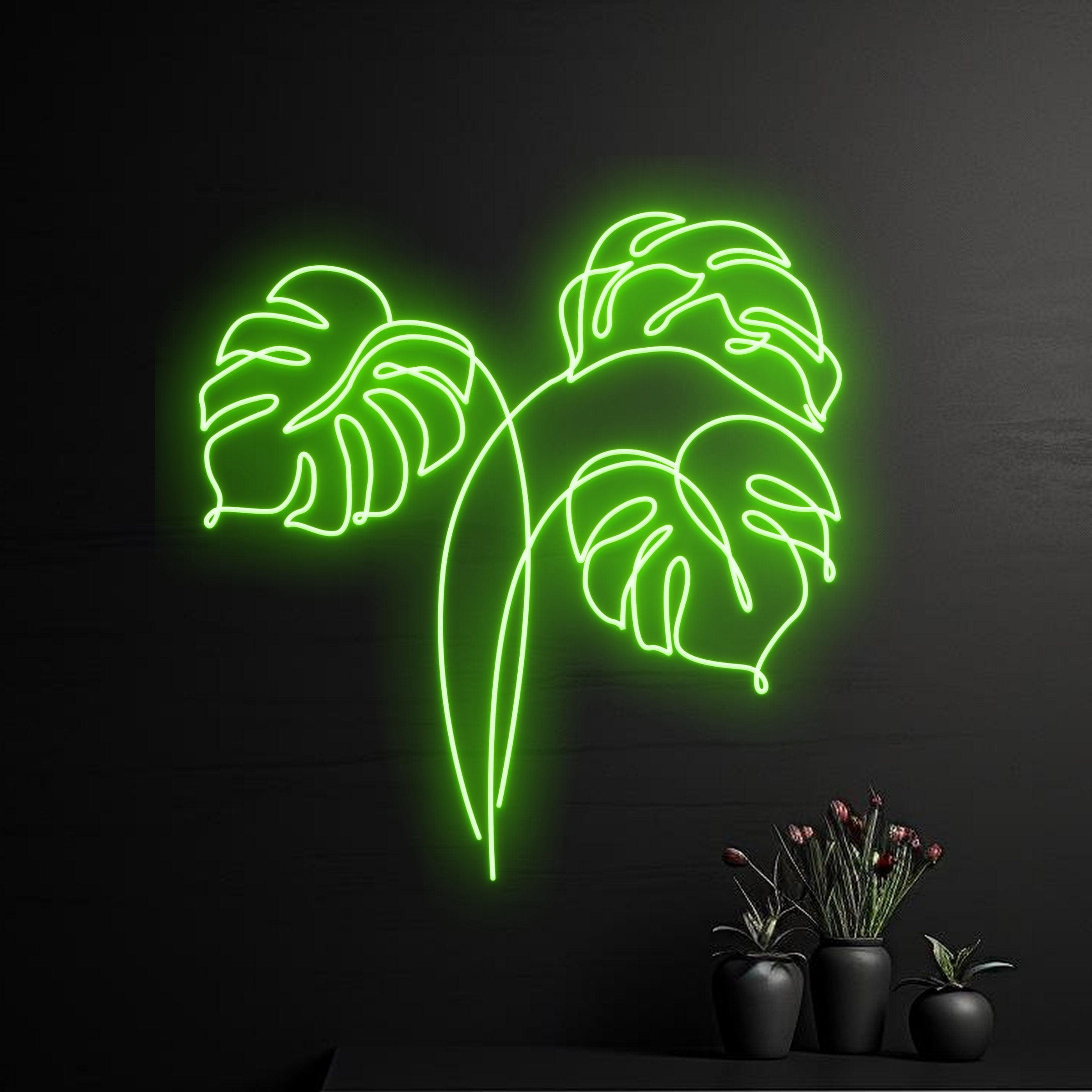 Handmadetneonsign Custom Monstera Leaf Neon Light, Tropical Leaf Led ...