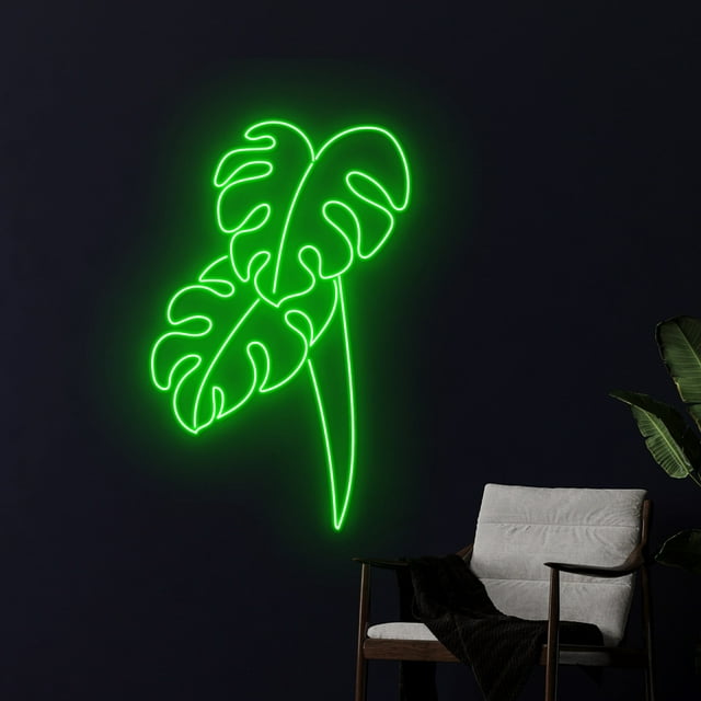 Handmadetneonsign Custom Monstera Leaf Neon Light, Tropical Leaf Led ...