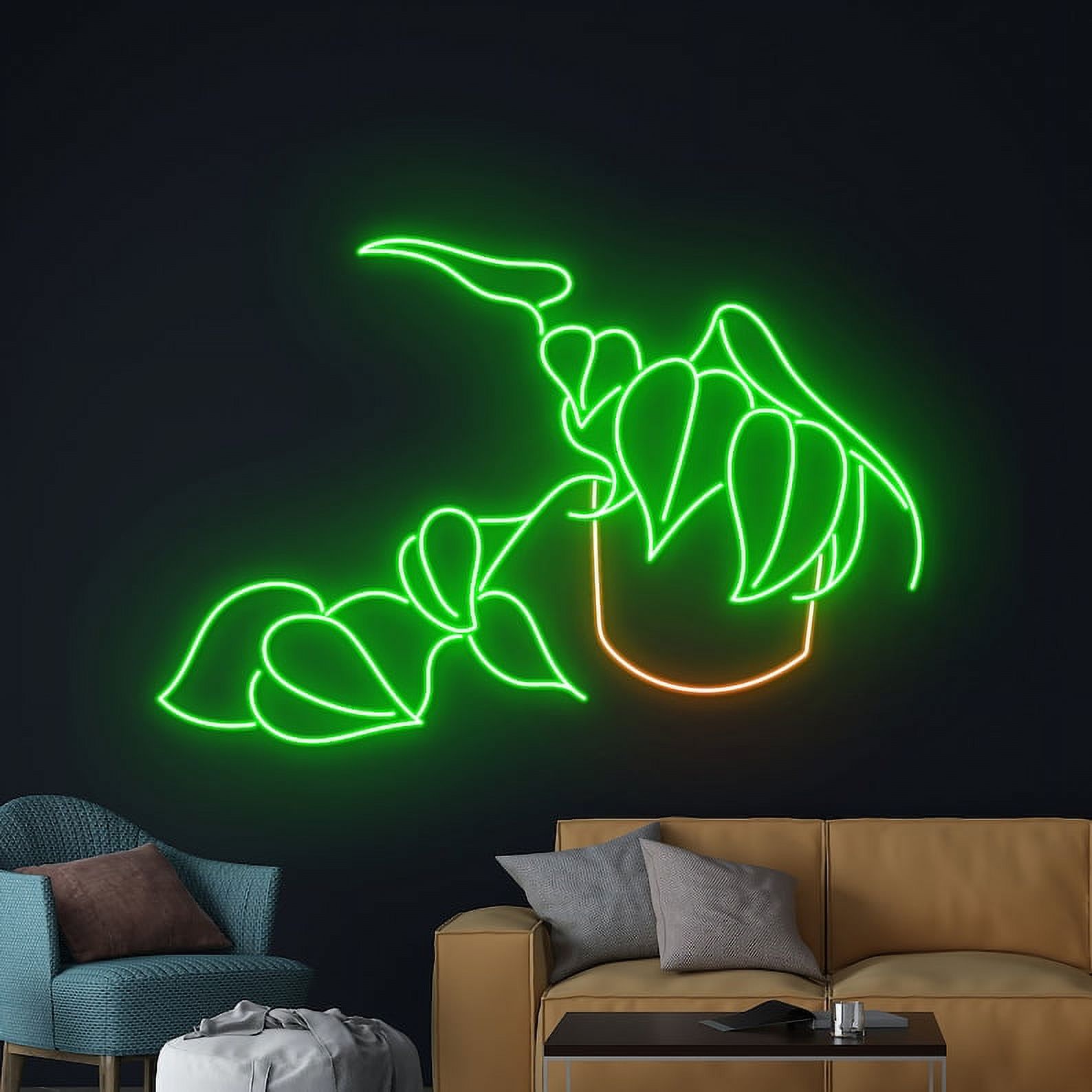 Handmadetneonsign Custom Monstera Leaf Neon Light, Tropical Leaf Led ...