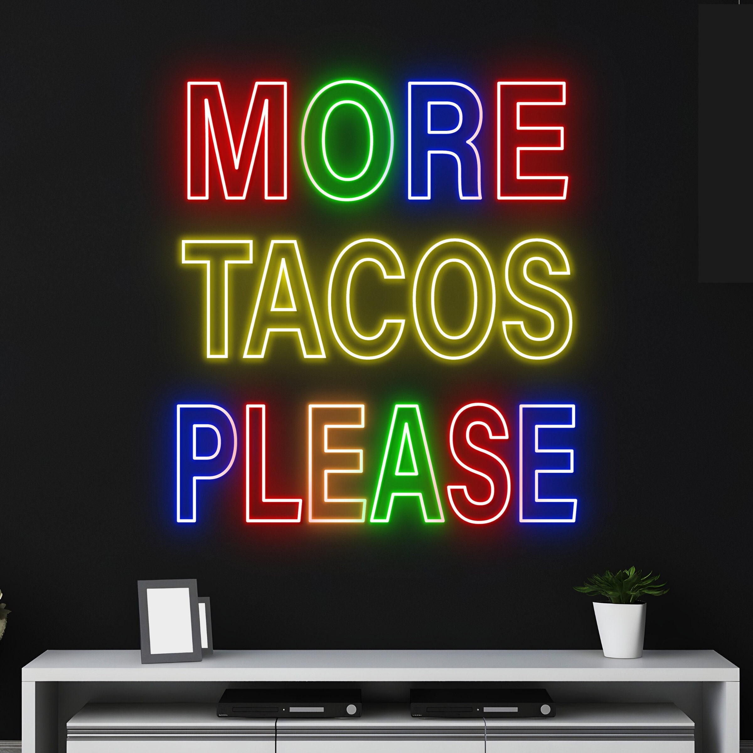 Handmadetneonsign Custom More Tacos Please Neon Sign, Taco Name LED ...