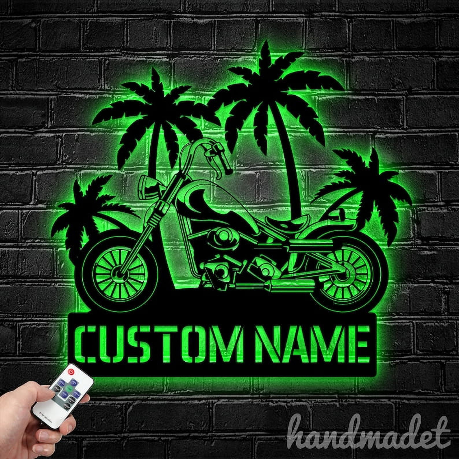 Handmadetneonsign Custom Motorbike At The Beach Metal Wall Art LED ...