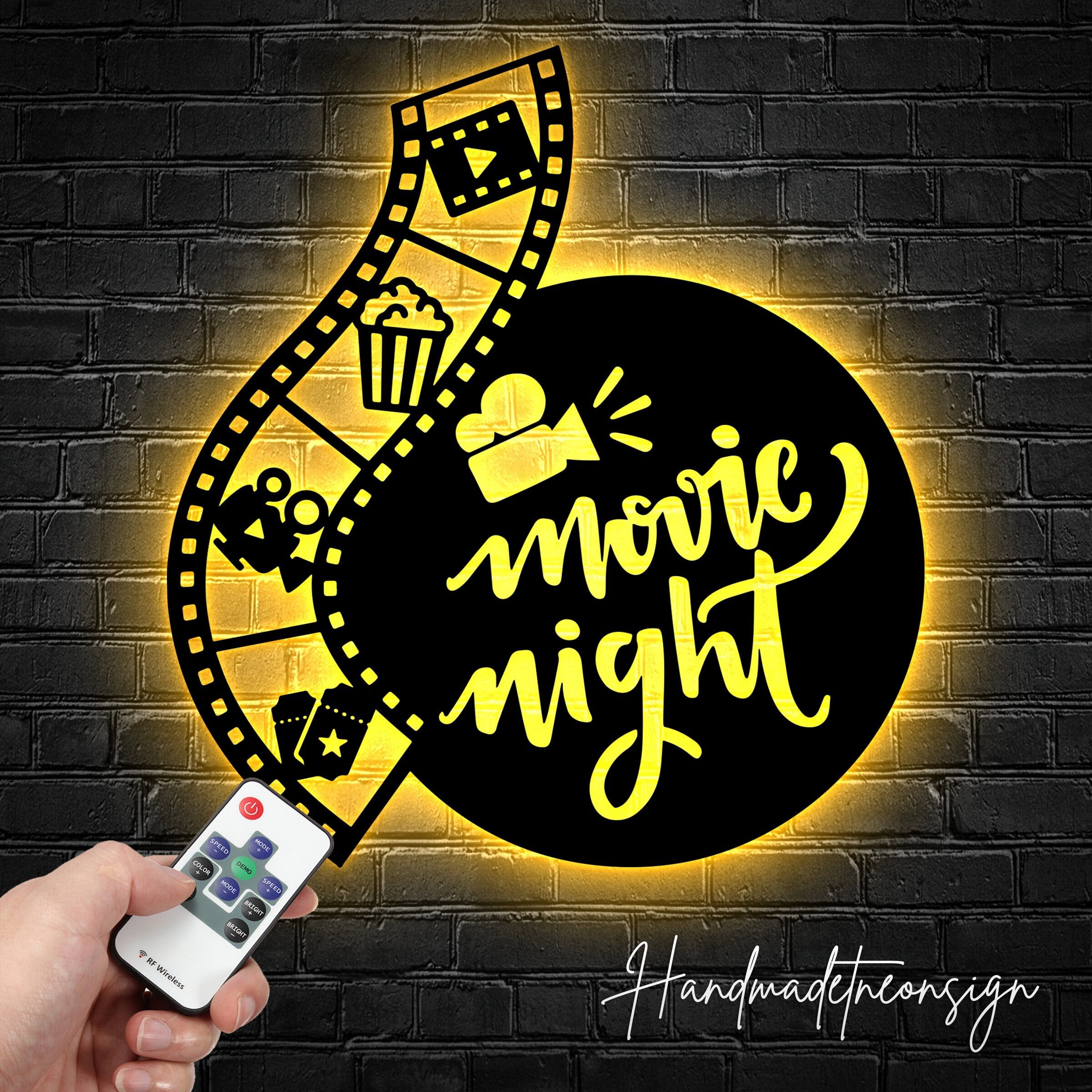 Handmadetneonsign Custom Movie Night Metal Wall Art with LED Light ...
