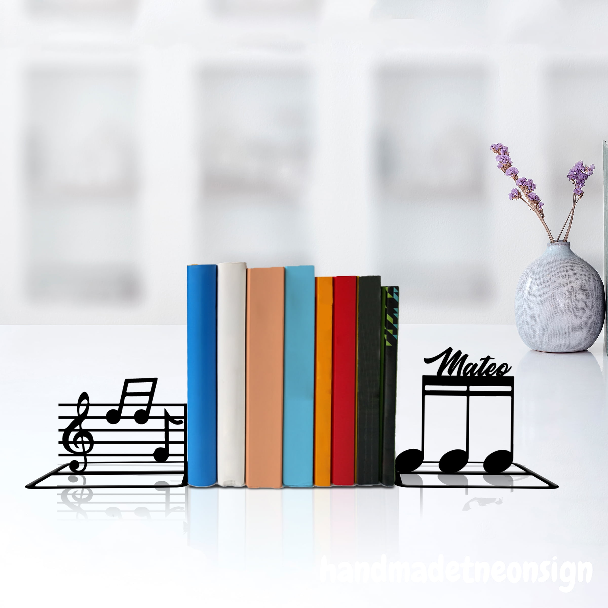 Handmadetneonsign Custom Music Note Metal Bookends, Music Studio ...