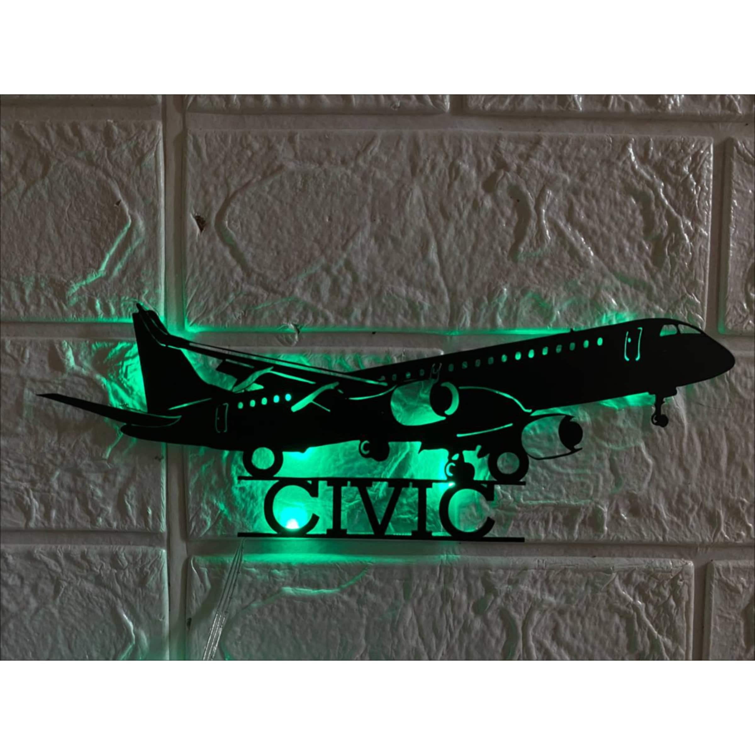 Handmadetneonsign Custom Name Airplane Metal Wall Art LED Light ...