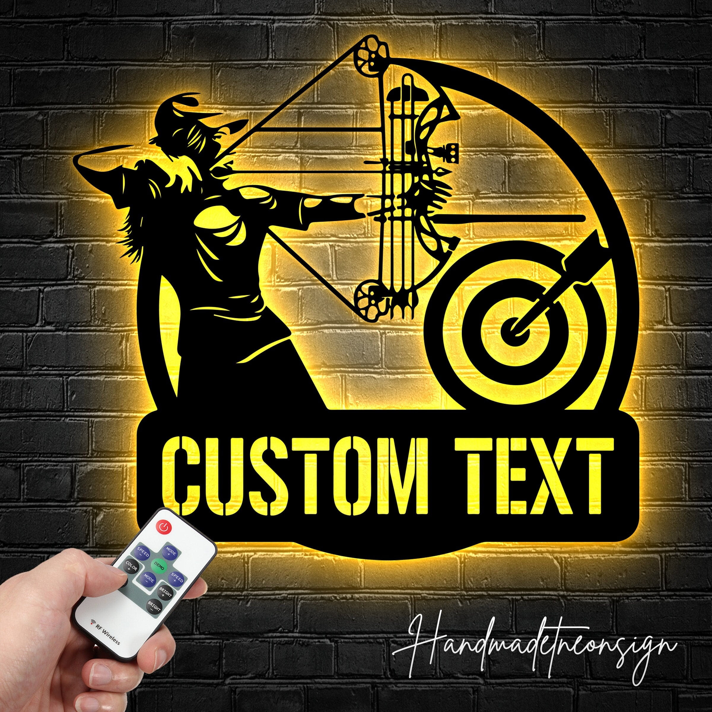 Handmadetneonsign Custom Name Archery Girl Metal Wall Art LED Light ...