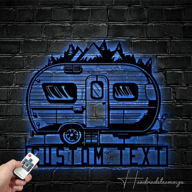Handmadetneonsign Custom Name Camper Van Metal Wall Art LED Light, Wild ...