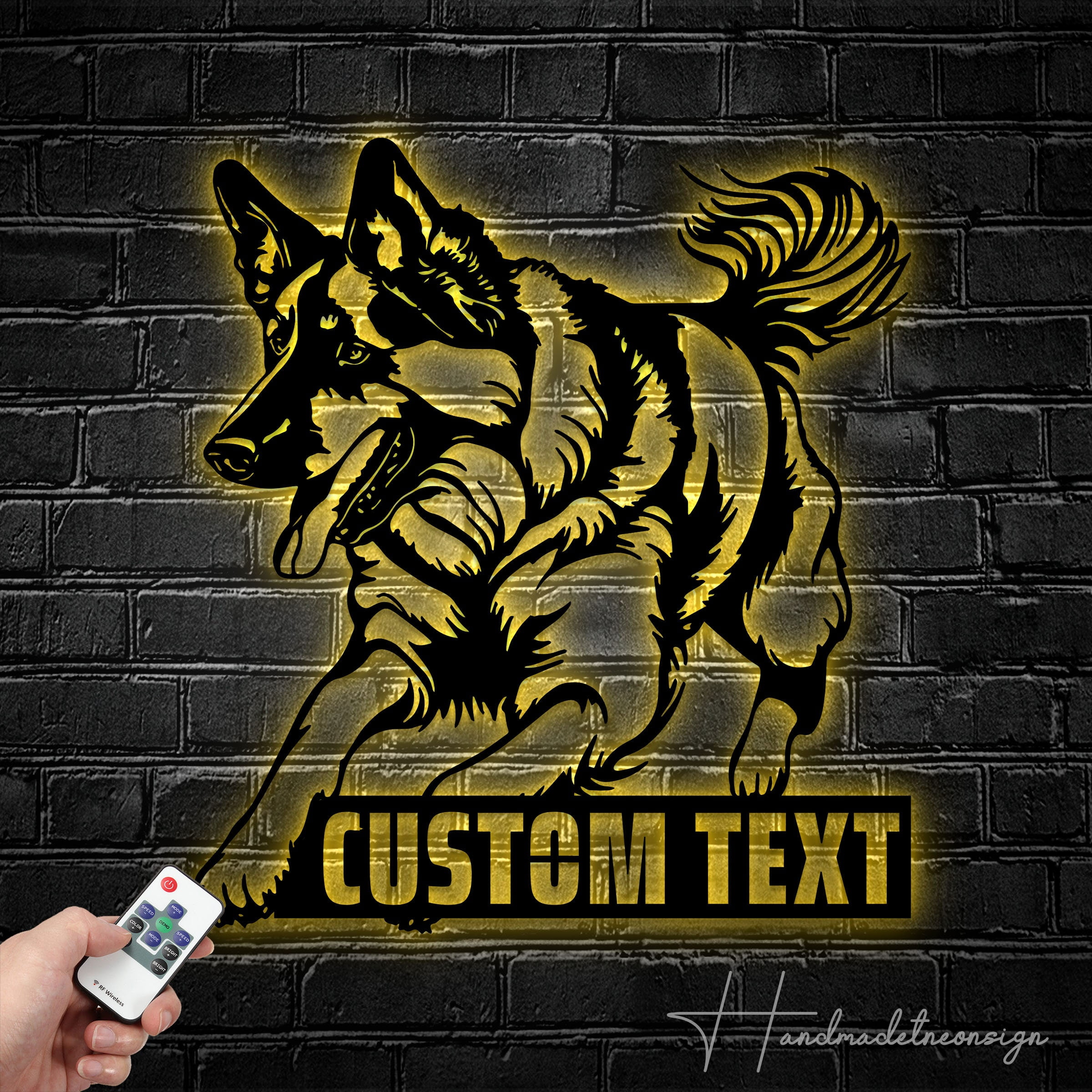 Handmadetneonsign Custom Name German Shepherd Metal Wall Art LED Light ...