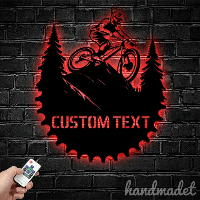 Handmadetneonsign Custom Name Mountain Bike Metal Wall Art LED Light ...