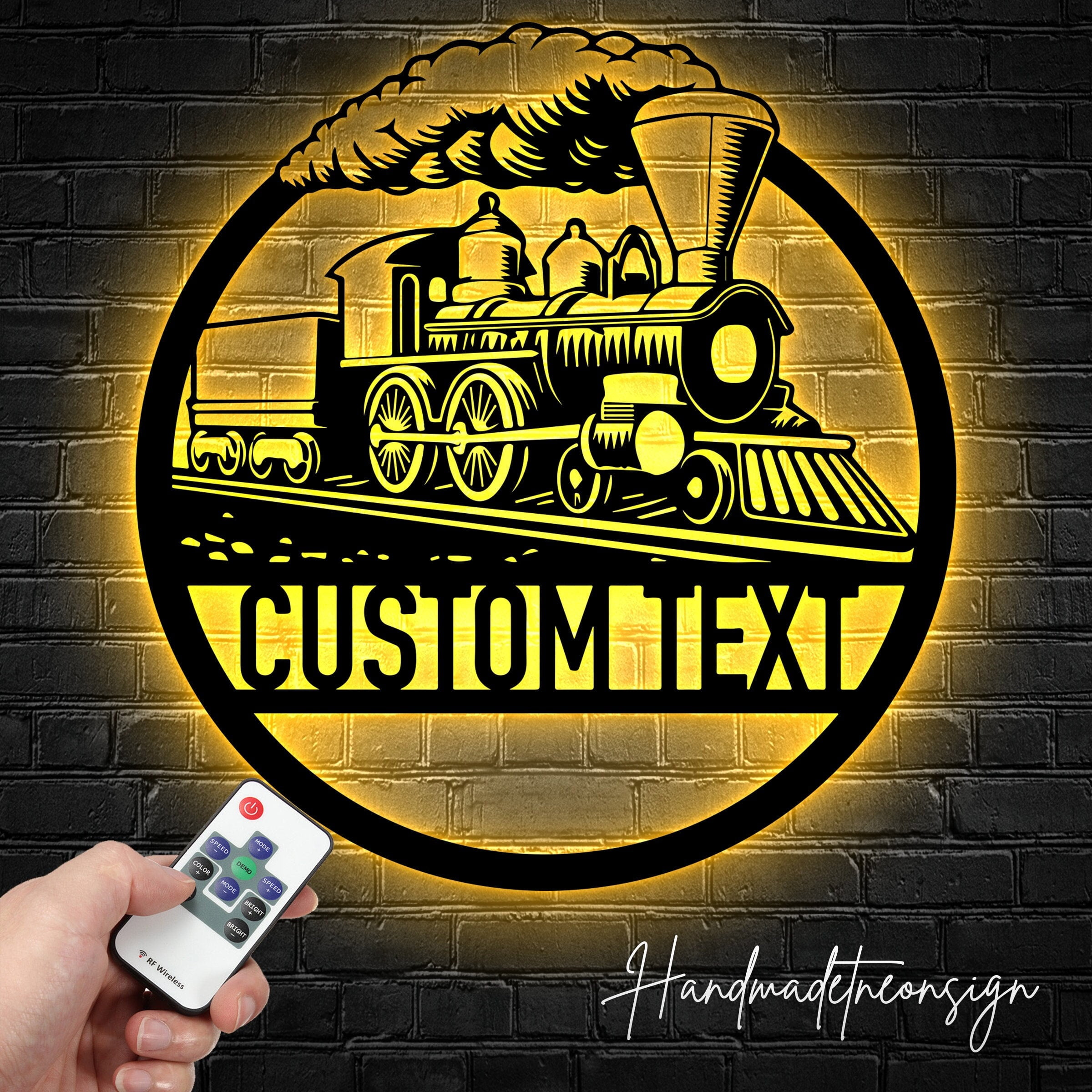 Handmadetneonsign Custom Name Steam Train Locomotive Metal Wall Art ...