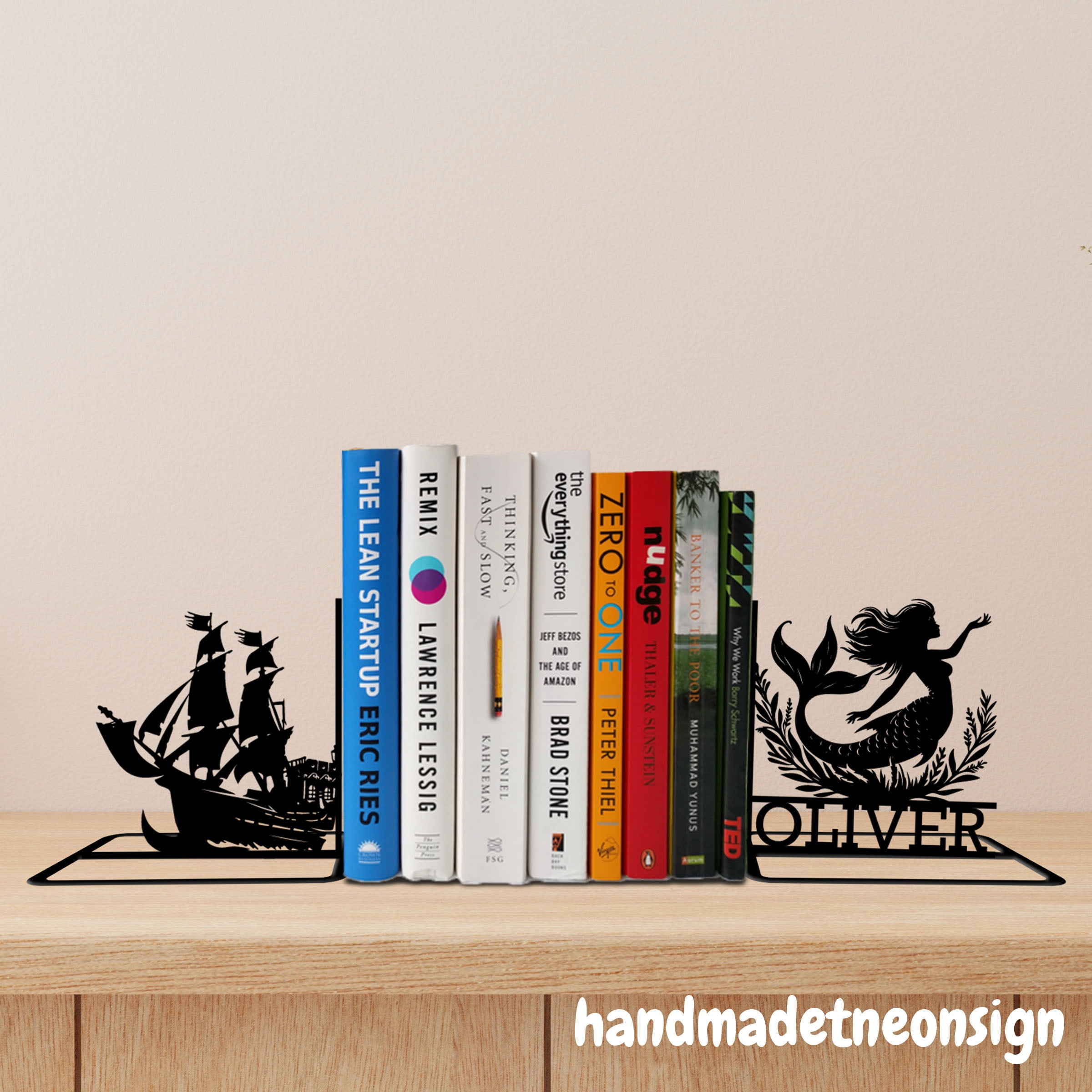 Handmadetneonsign Custom Nautical Metal Bookends, Modern Bookend ...
