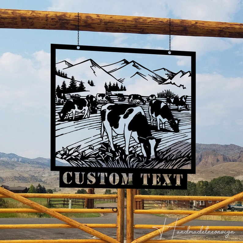 Handmadetneonsign Custom Outdoor Dairy Farm Metal Sign Hanging, Outdoor ...