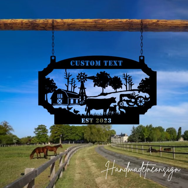 Handmadetneonsign Custom Outdoor Farm Hanging Metal Sign, Organic Farm ...