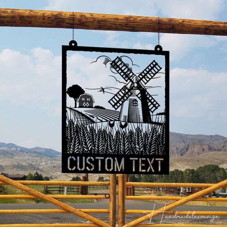 Handmadetneonsign Custom Outdoor Farm Metal Wall Art Hanging, Farm Name ...