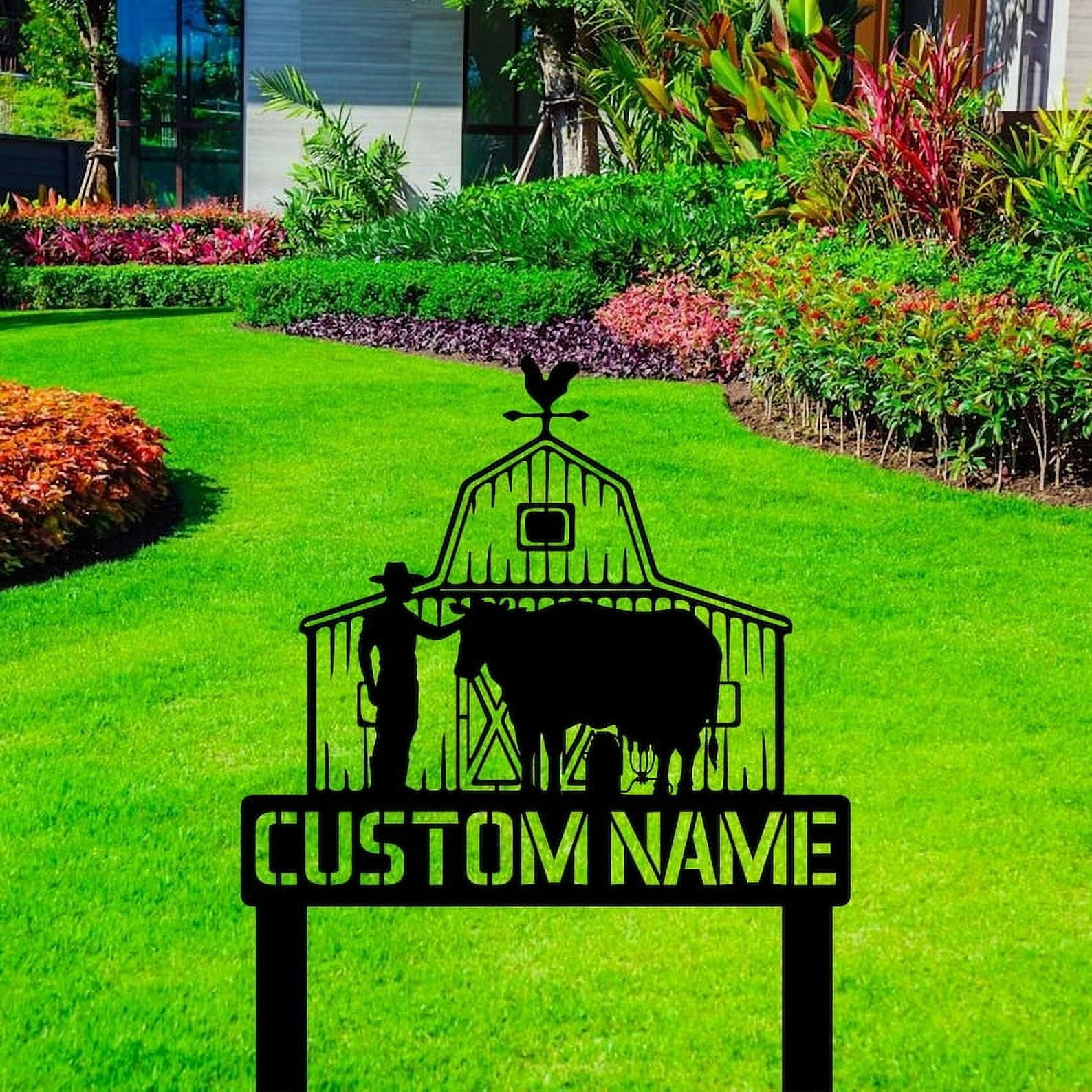 Handmadetneonsign Custom Outdoor Farmer Metal Sign With Stakes, Farm ...