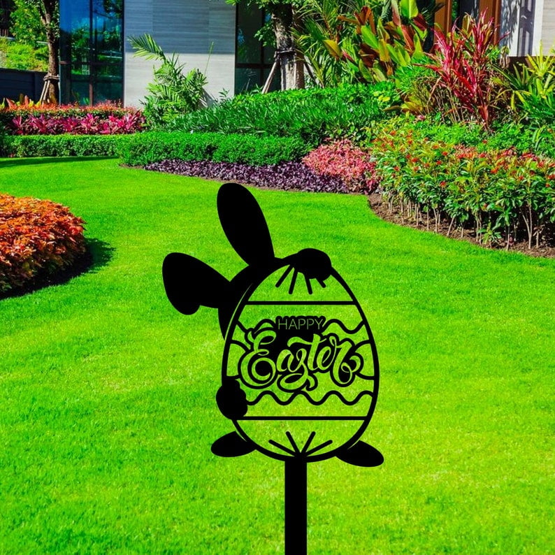 Handmadetneonsign Custom Outdoor Happy Easter Rabbit Egg Metal Sign ...