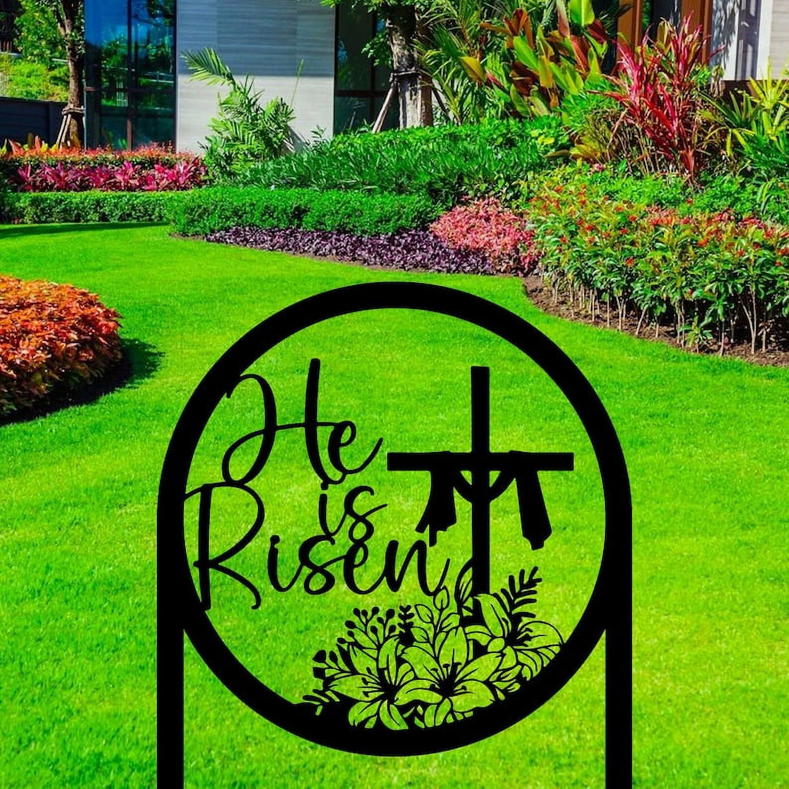 Handmadetneonsign Custom Outdoor He Is Risen Metal Sign With Stakes ...