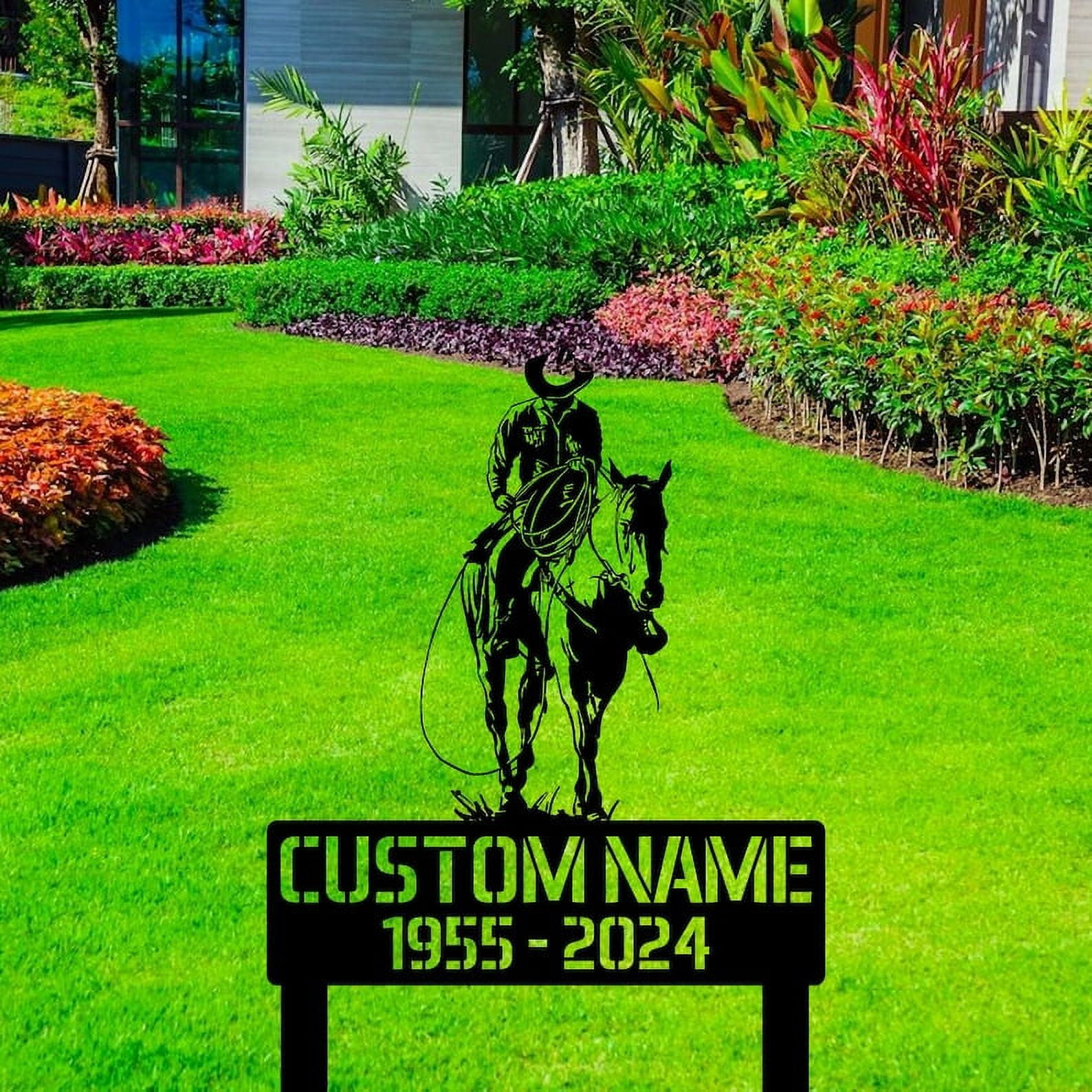 Handmadetneonsign Custom Outdoor Memorial Cowboy Metal Sign With Stakes ...