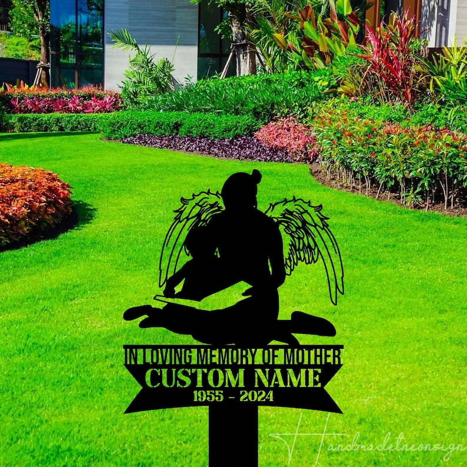 Handmadetneonsign Custom Outdoor Memorial Mother Metal Sign With Stakes ...