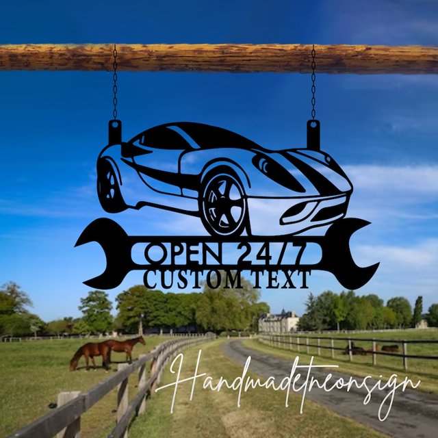 Handmadetneonsign Custom Outdoor Welcome to My Garage Hanging Metal ...