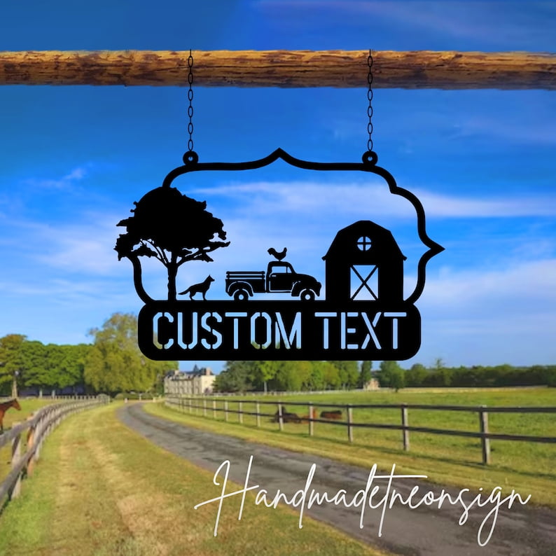 Handmadetneonsign Custom Outdoor Welcome to The Farm Metal Sign Hanging ...